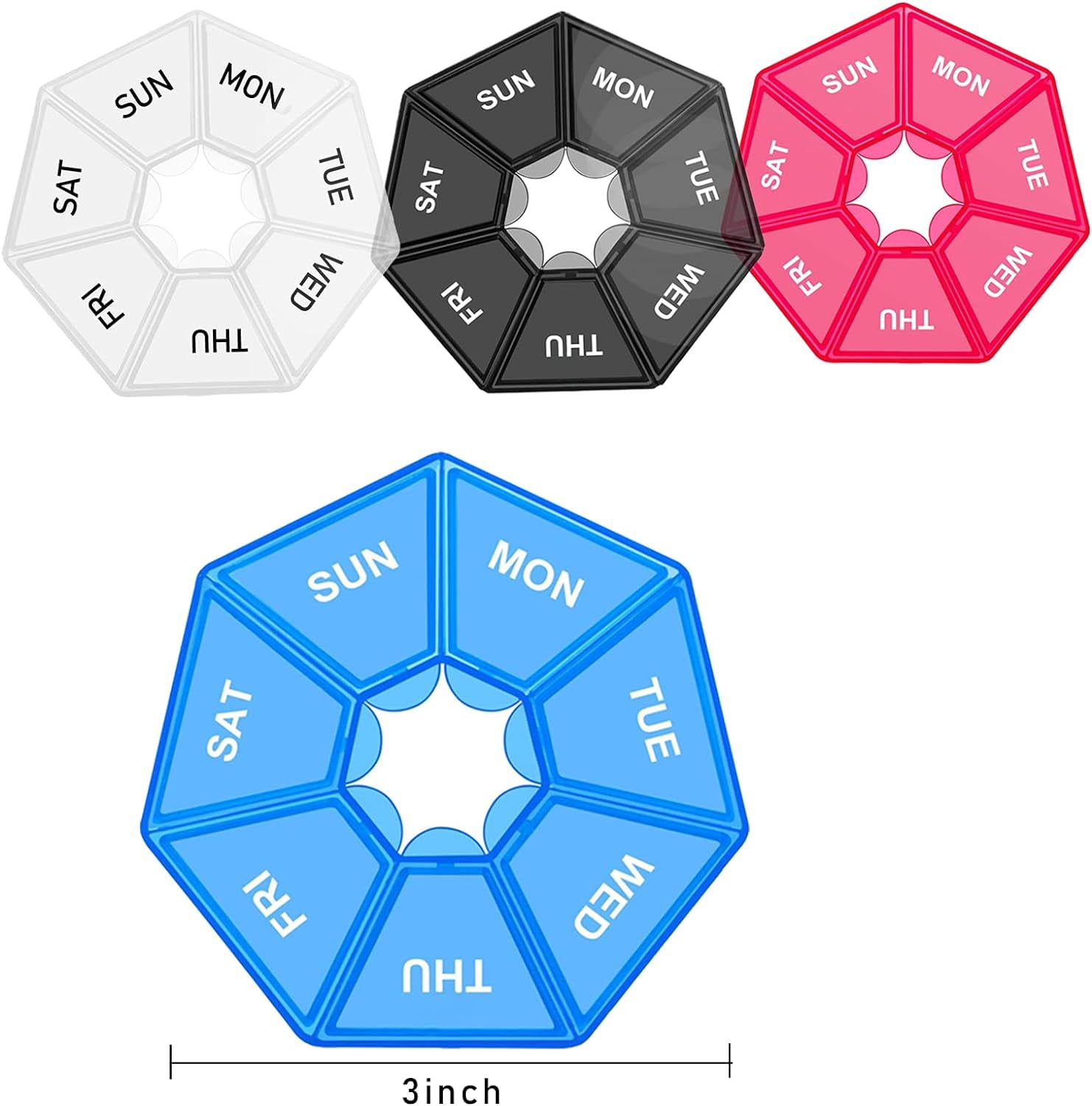 4 PCS Weekly Pill Organizer, 7 Day Pill Box Organizer Medicine Box ...