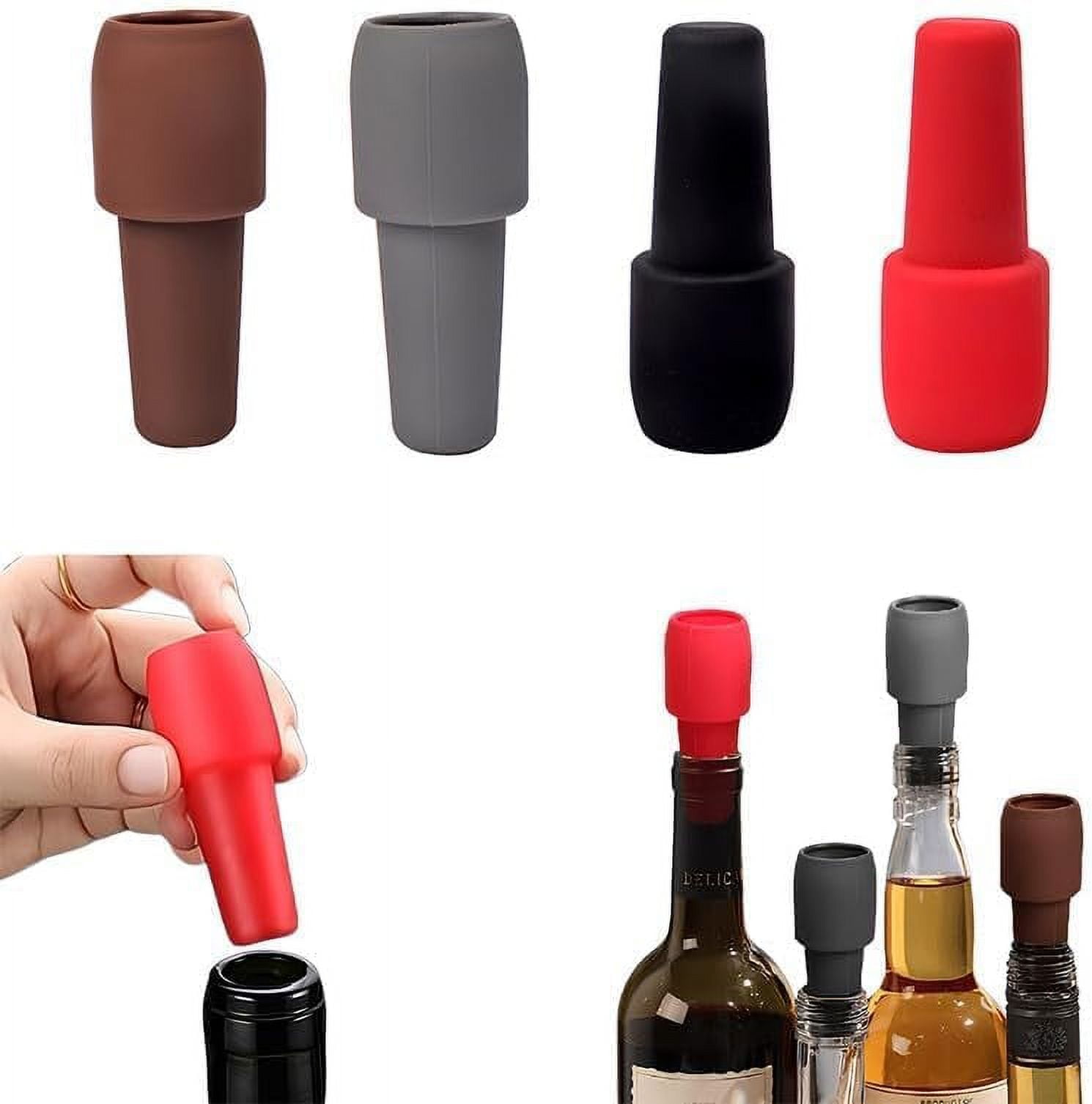 4 PCS Wine Stoppers for Wine Bottles, Reusable Sparkling Wine Bottle ...