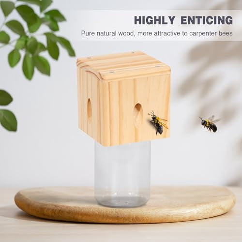 4 PCS Wood Carpenter Bee Trap for Outside - Bee Trap - Cube Style ...