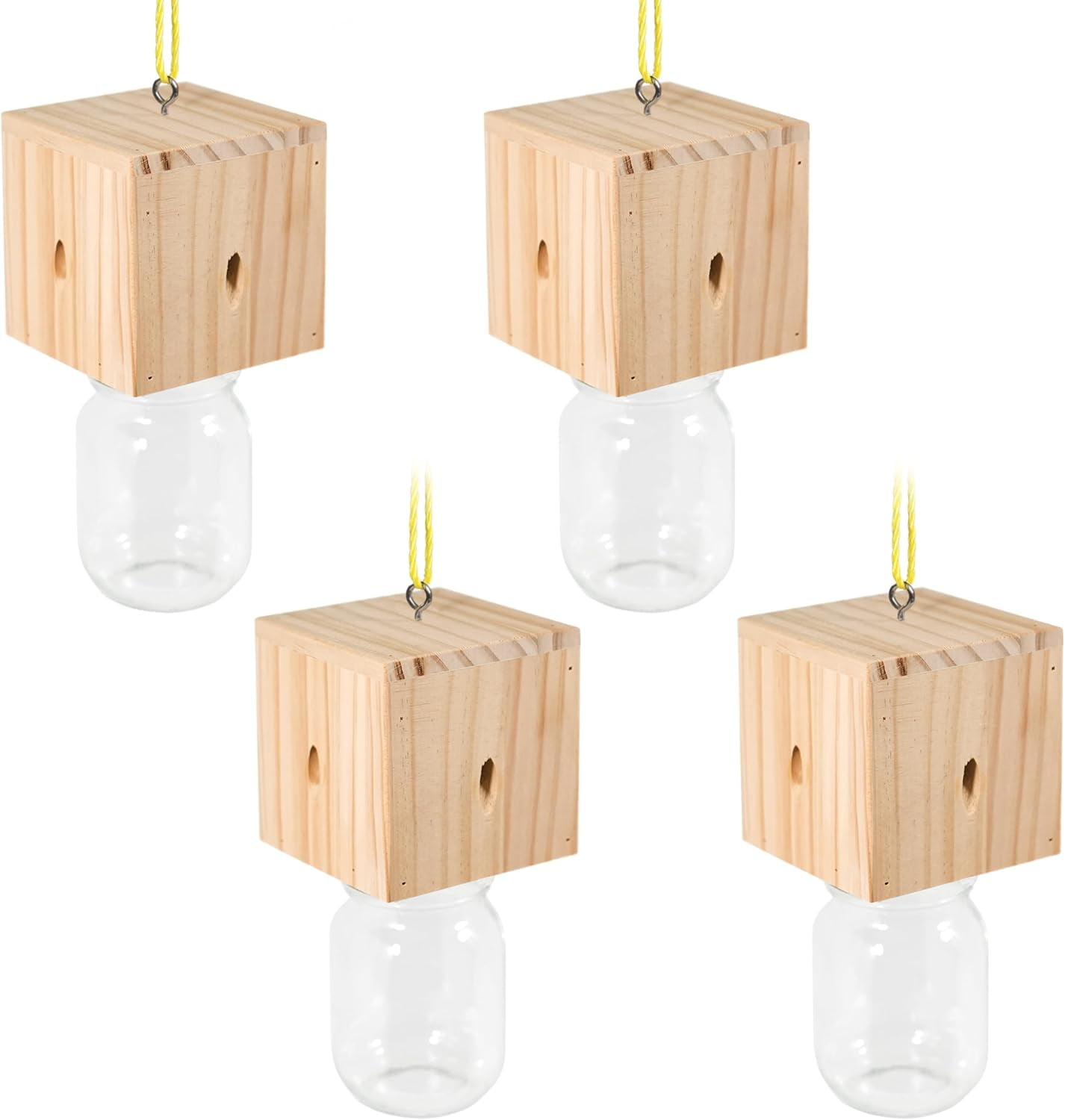 4 PCS Wood Carpenter Bee Trap for Outside - Best Bee Trap - Cube Style ...