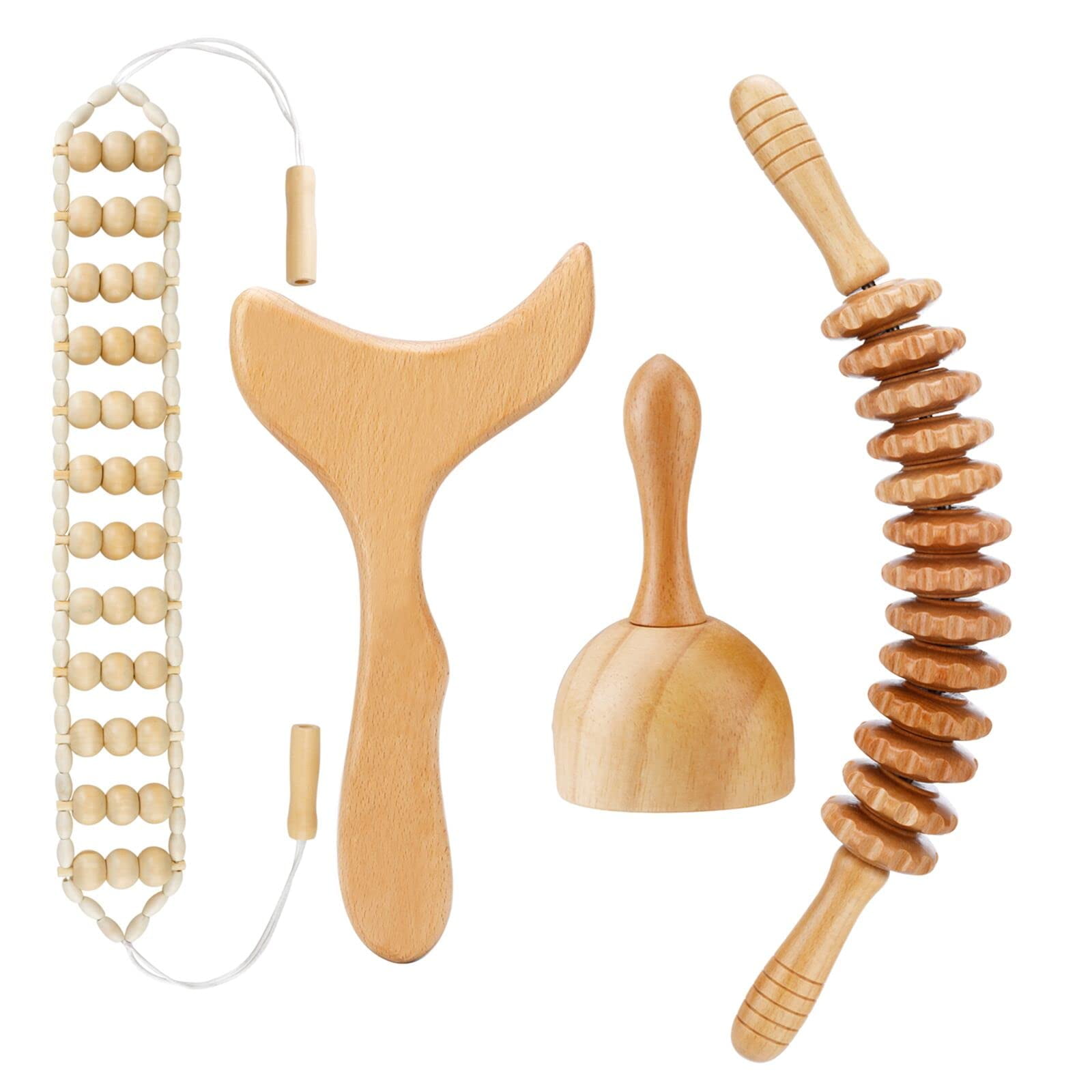 4 PCS Wood Therapy Massage Tools, Lymphatic Drainage Massager ...