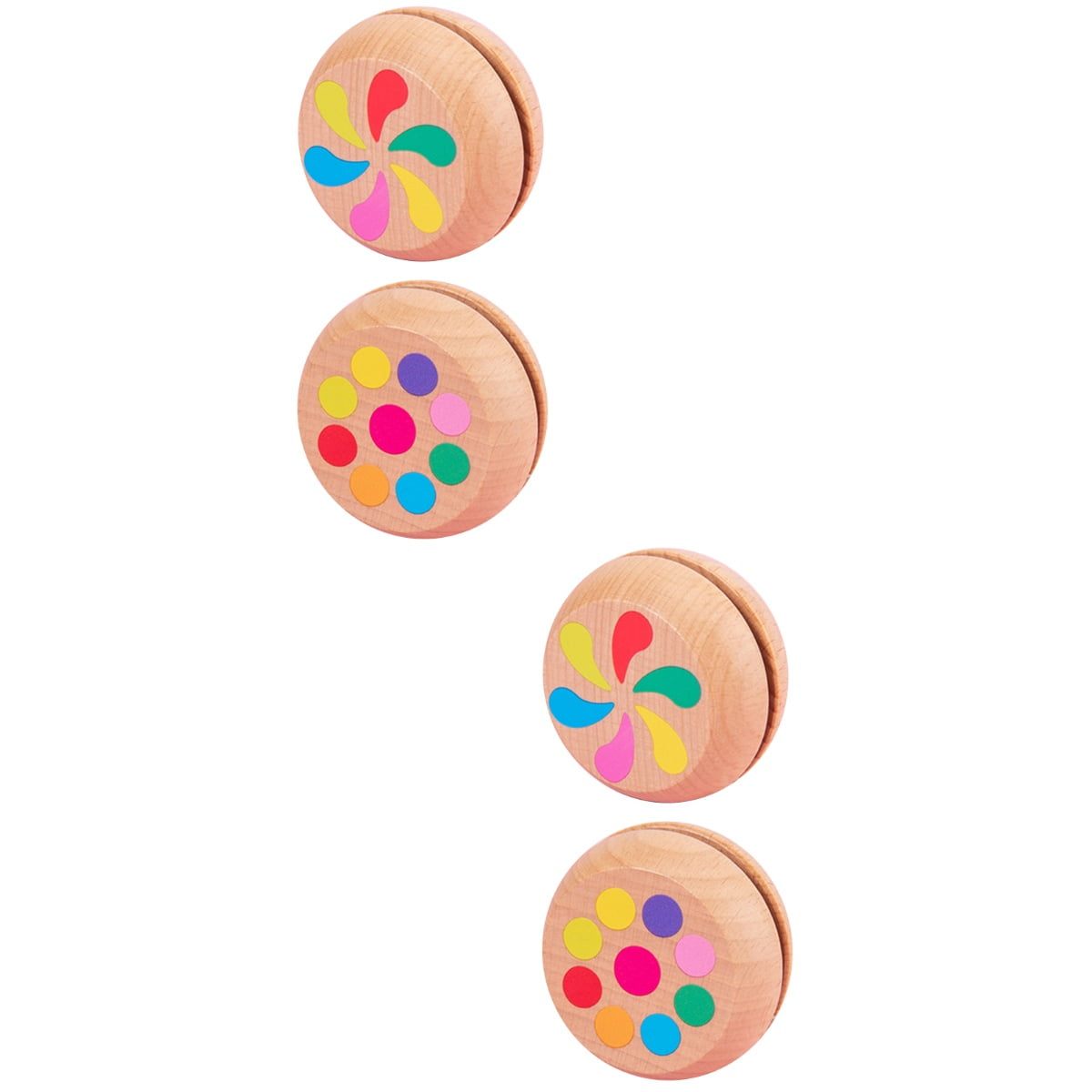 4 PCS Wooden Yo-yo Toys Adorable Animal Yo-yo Toys Colorful Printed ...