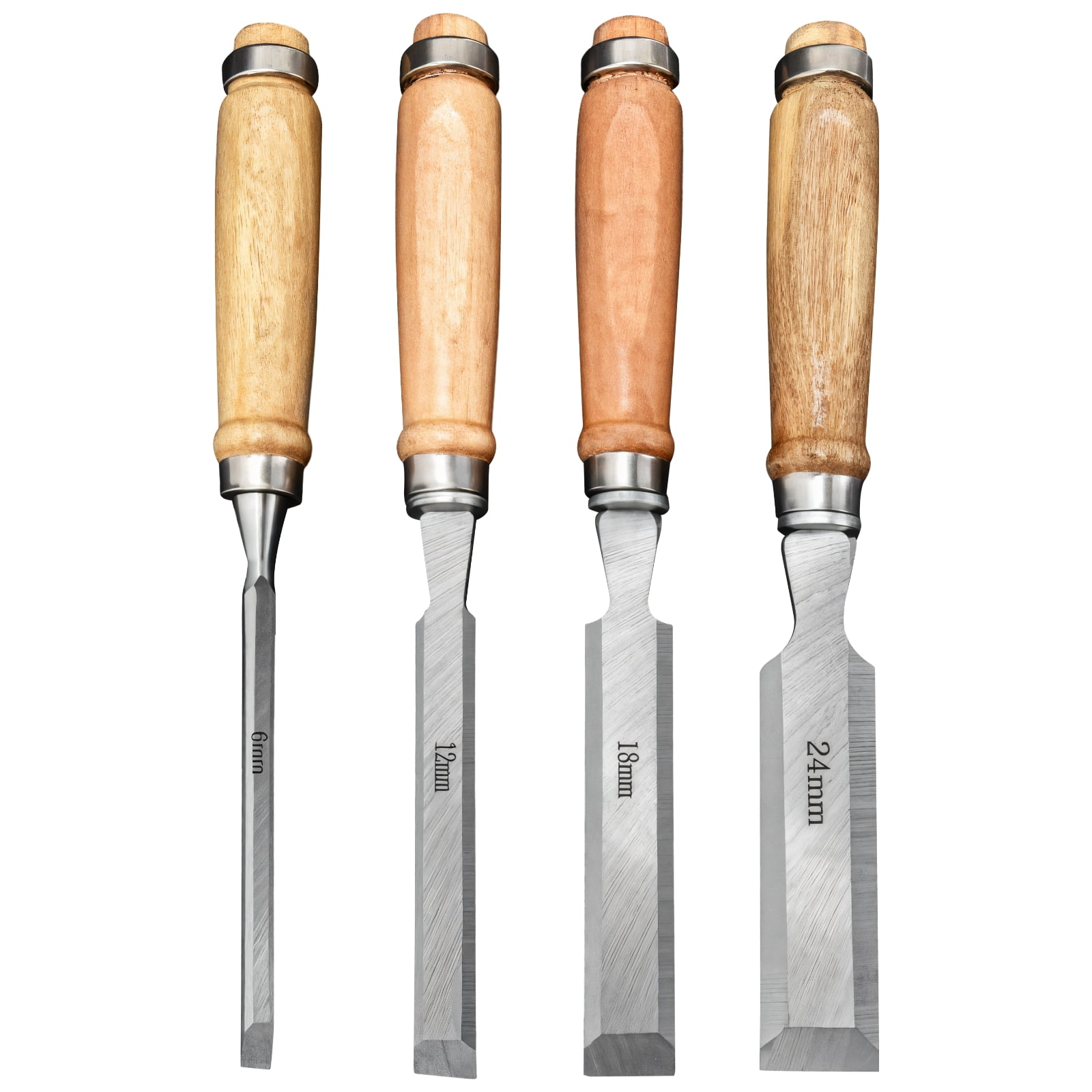 4 PCS Woodworking Chisels, High Carbon Steel Chisel with Wood Handle ...