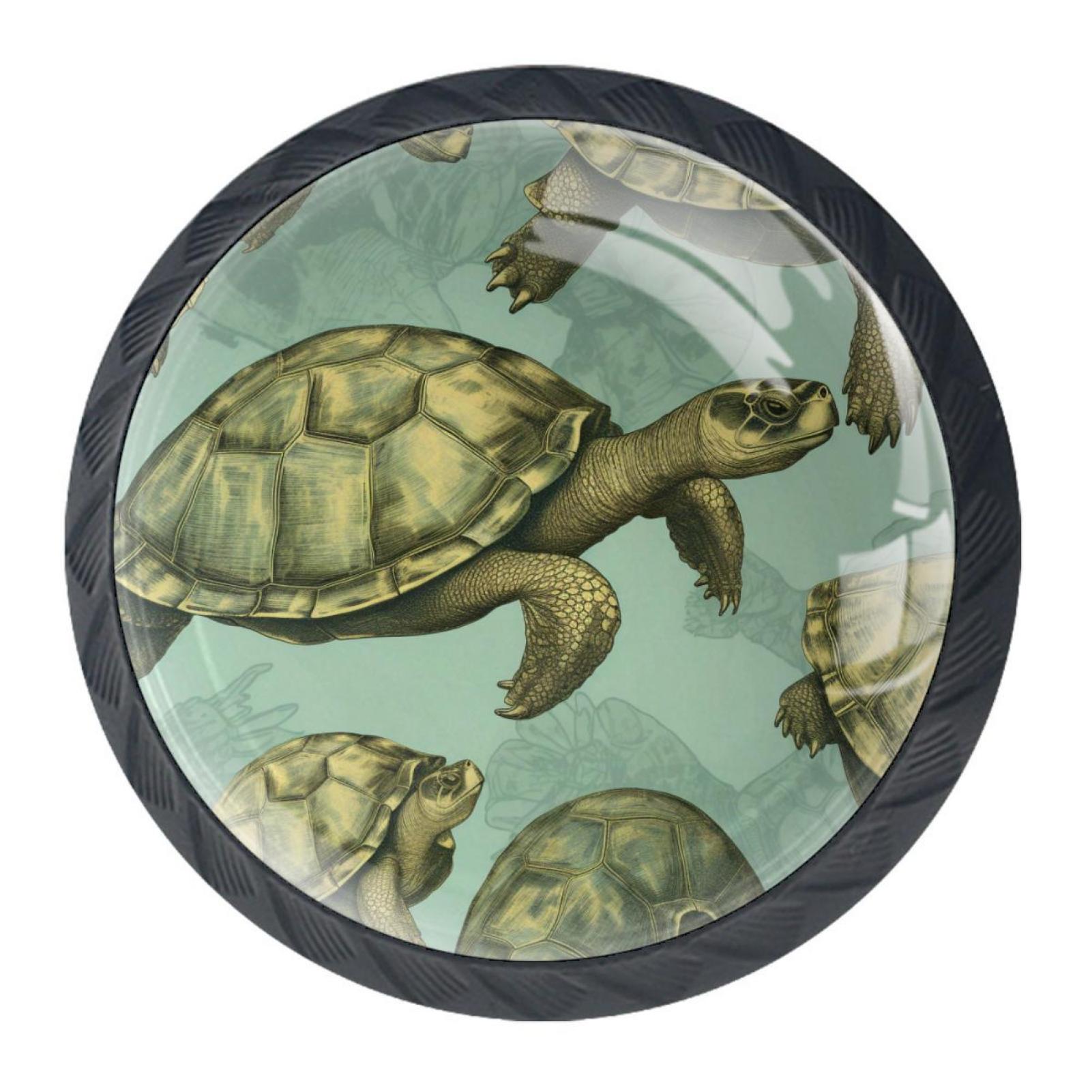 4 PCS with Stainless Steel Screws Drawer Pulls Handles Sea Turtle Knob ...