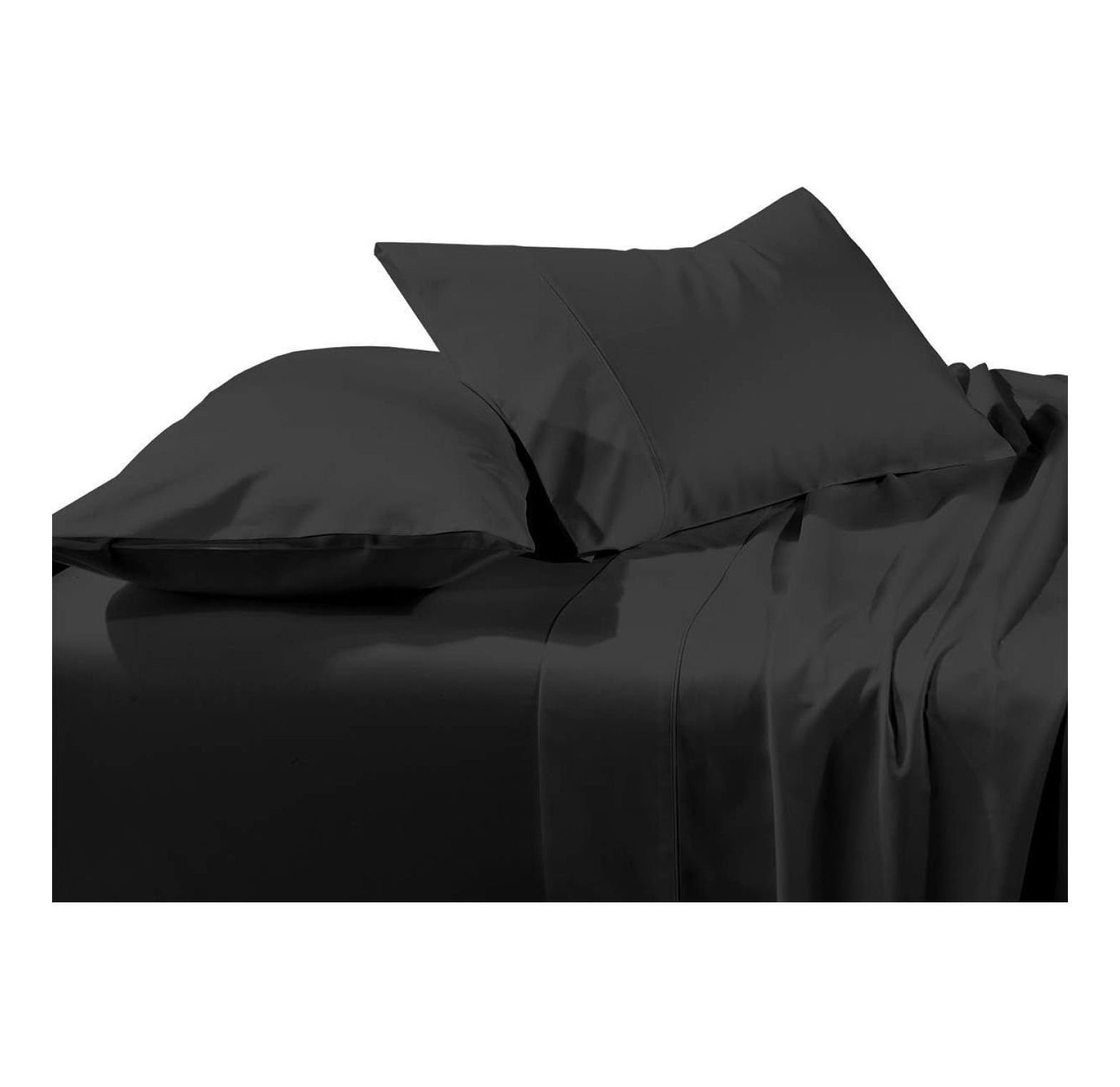 4 PCs Sheet Set (+26 Inch) Extra Deep Pocket Full Extra Long, Black ...