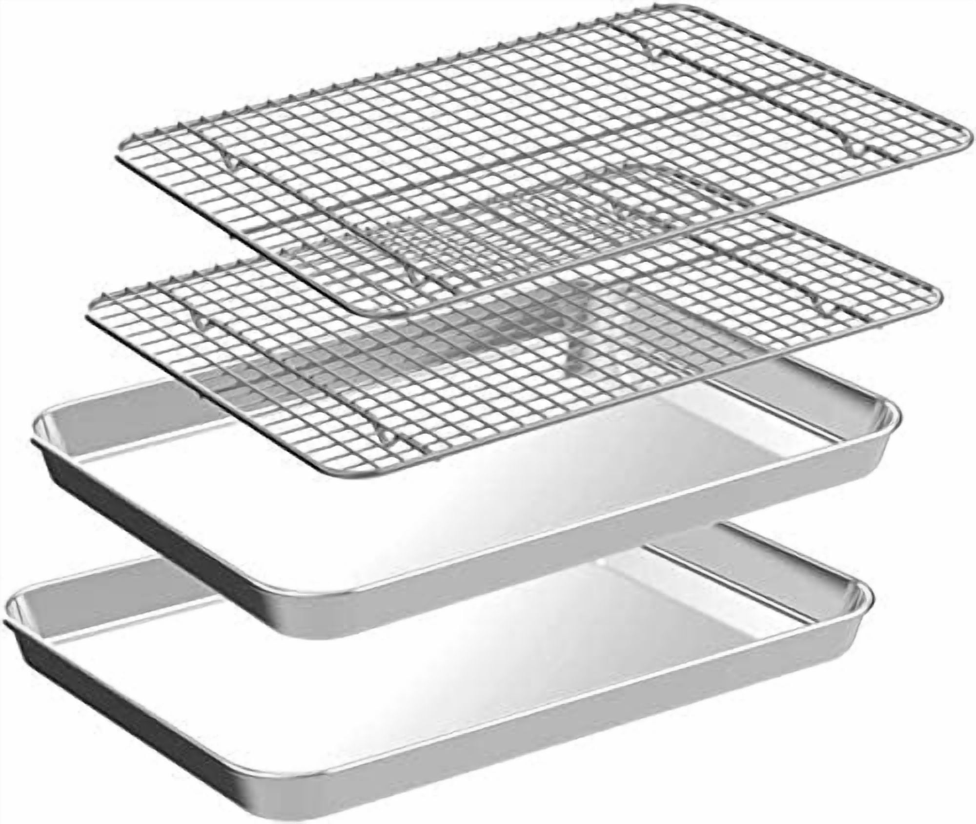 4 PCs Small Baking Sheet With Wire Rack Set [2 Pans + 2 Cooling Racks ...