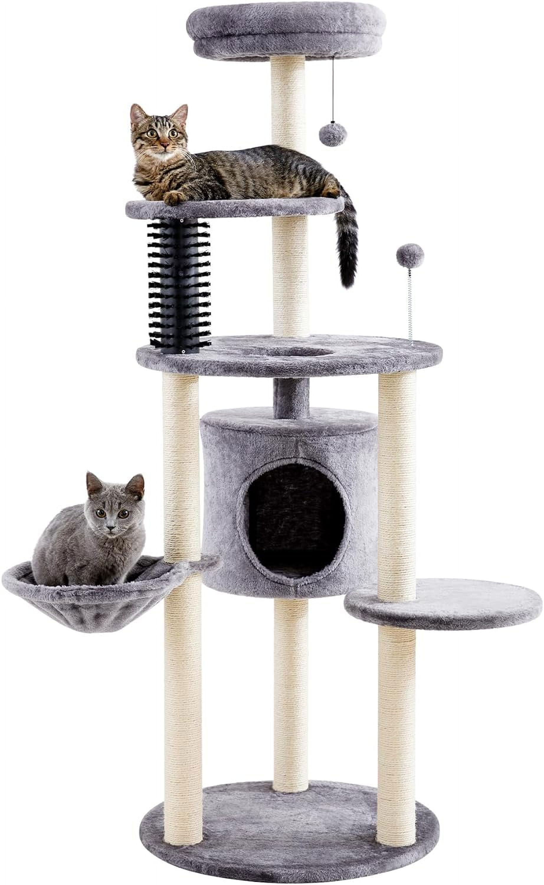 4 PETS Cat Tree for Indoor Cats, 60.2 inch Tall, 5-Level, Modern, Grey ...