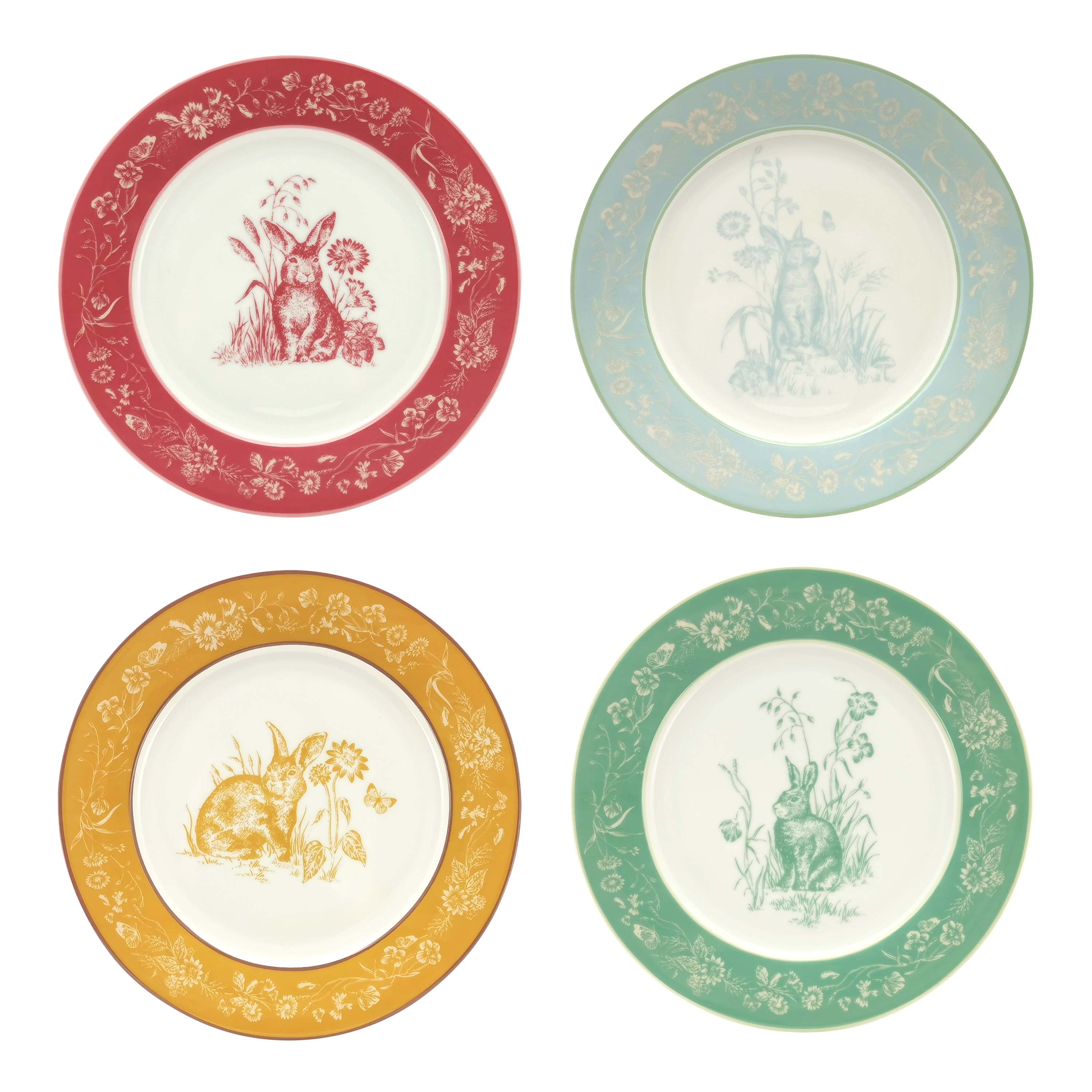 Way to Celebrate 4 Pack Multi Color Ceramic Appetizer Plates - Walmart.com