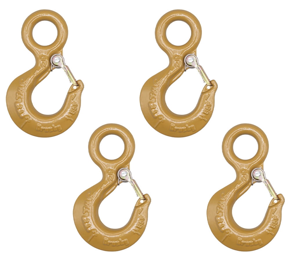 4 PK Crosby 7 Ton Eye Hook with Safety Latch – 14,000 lbs WLL, Alloy ...