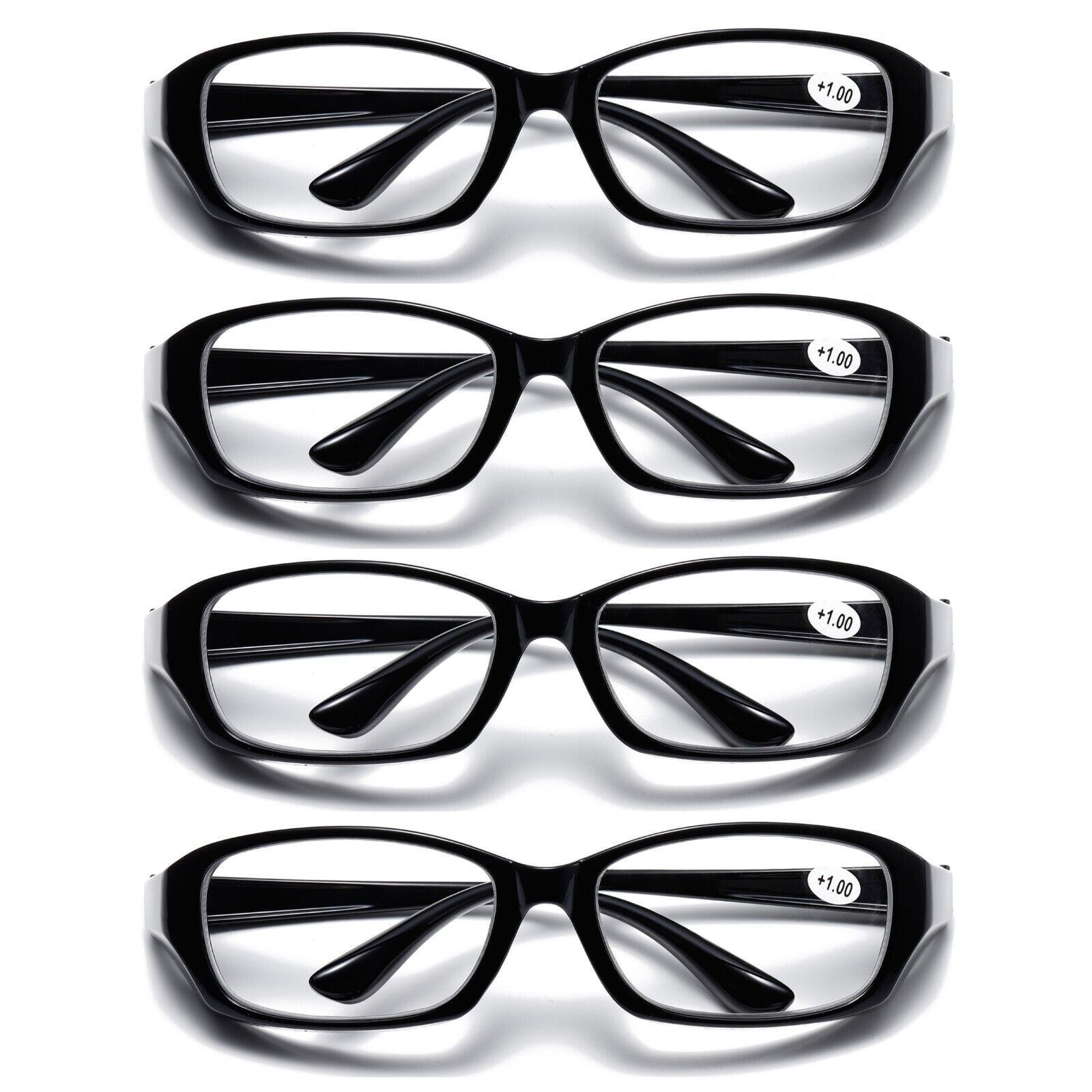 4 PK Full Lens Men Womens Black Reading Glasses Clear Readers with Side Shields - Walmart.com