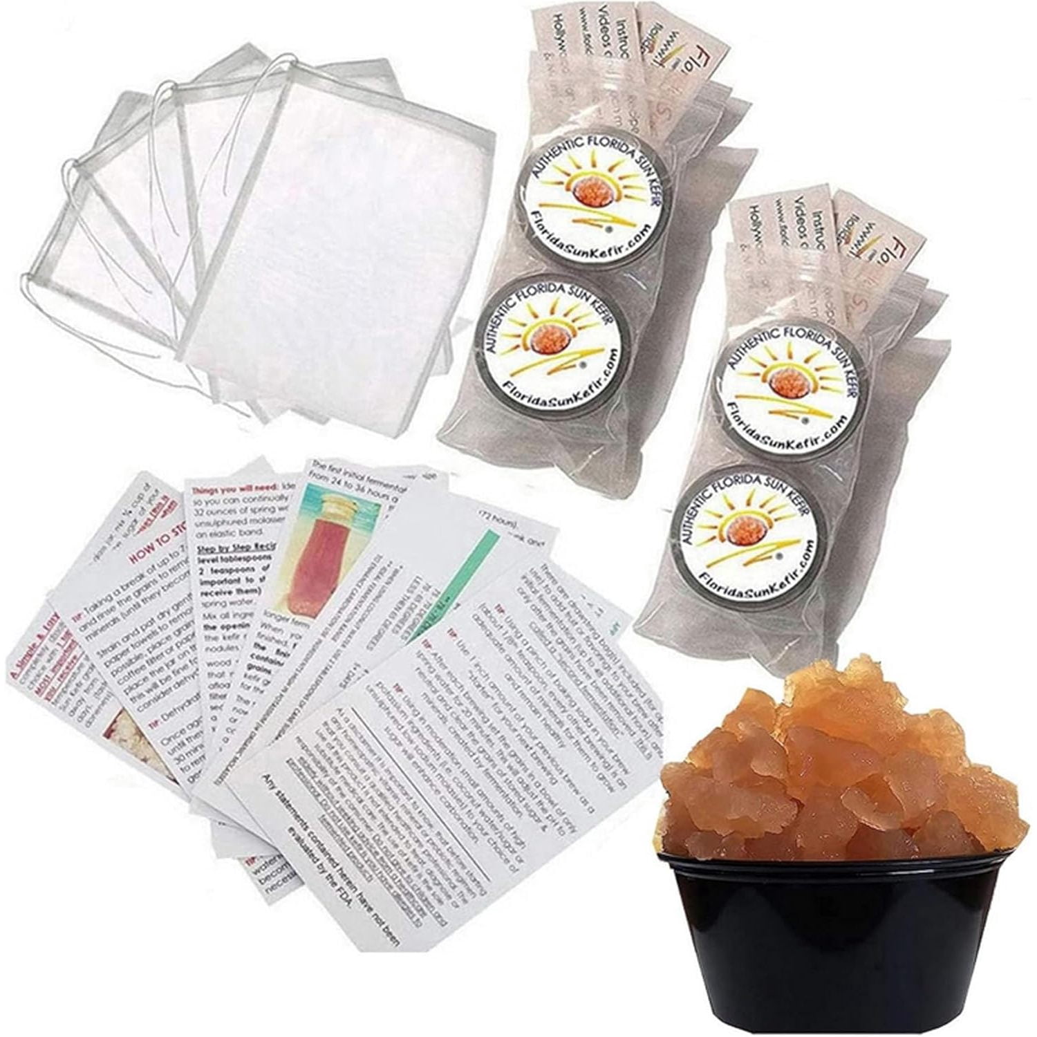 4 PORTION Cups - Makes Gallons of Original ZXFF Water Kefir Probiotic ...