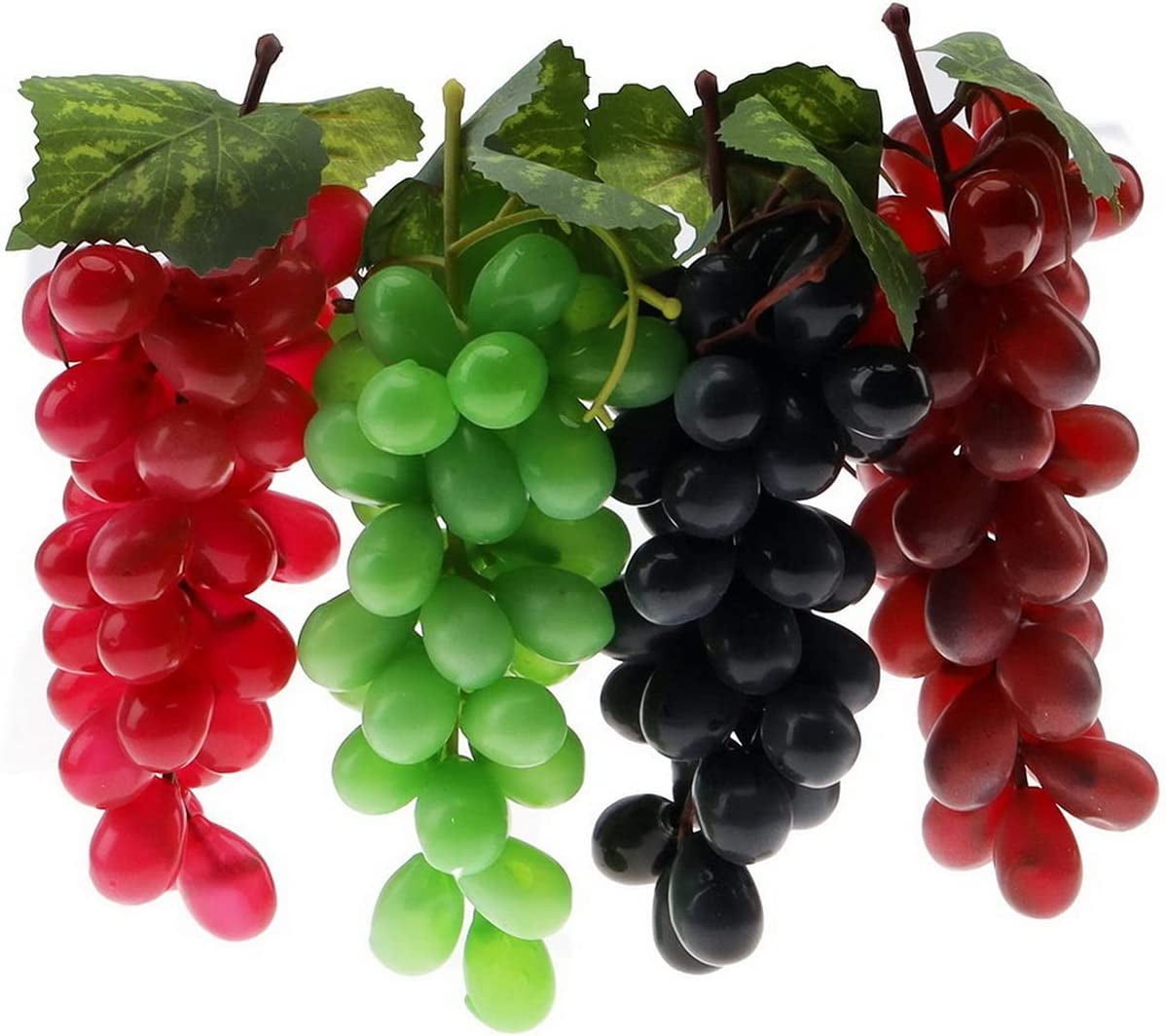 4 PSC Artificial Frosted Rubber Fake Grape Bundles Lifelike Fruit Decor ...