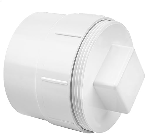 4" PVC Sewer Cleanout Adapter with Plug Pipe Fitting, PVC DWV Flush ...