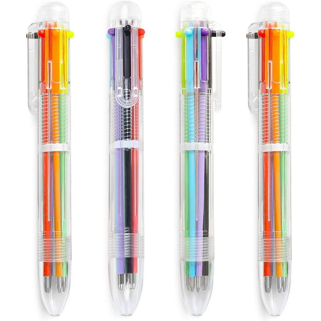 4 Pack 0.5mm 6-in-1 Multicolor Ballpoint Pen 6 Colors Retractable ...