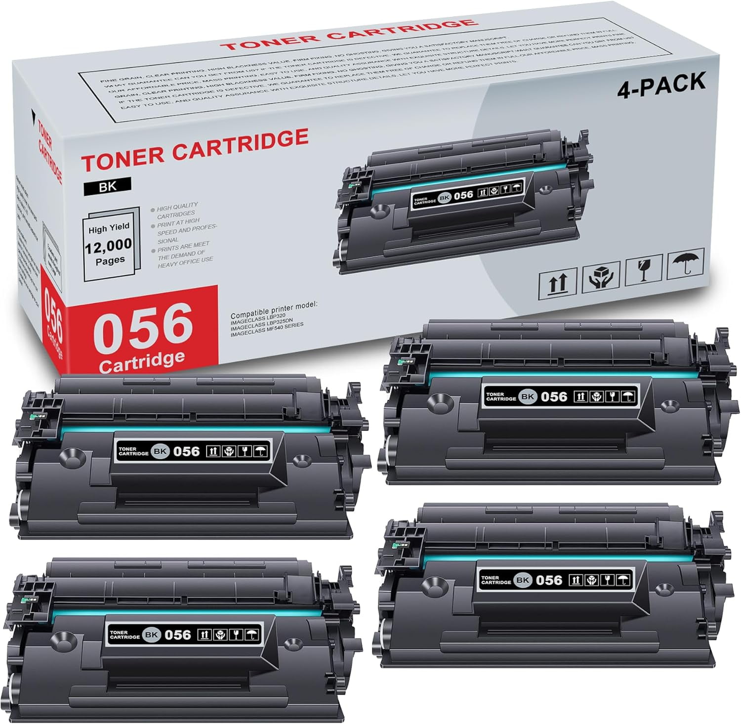 4-Pack 056 3007C001 Black Toner Cartridge High Yield (with chip ...