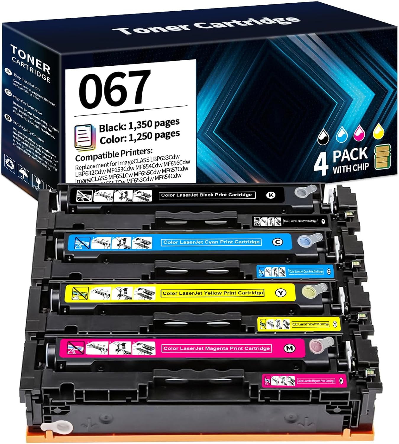 4-Pack 067 High-Yield Toner Cartridge Replacement for imageCLASS ...
