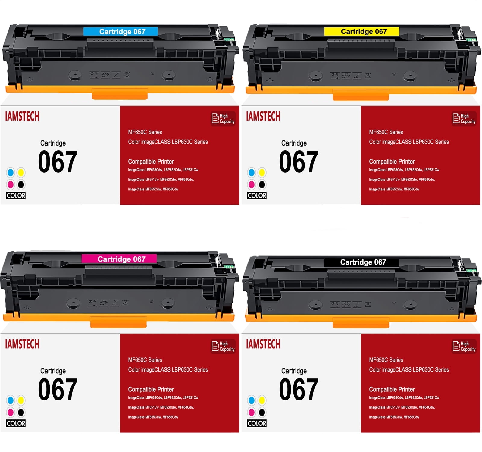 IAMSTECH 4-Pack 067 Toner Cartridge, Black Cyan Magenta Yellow, for ...