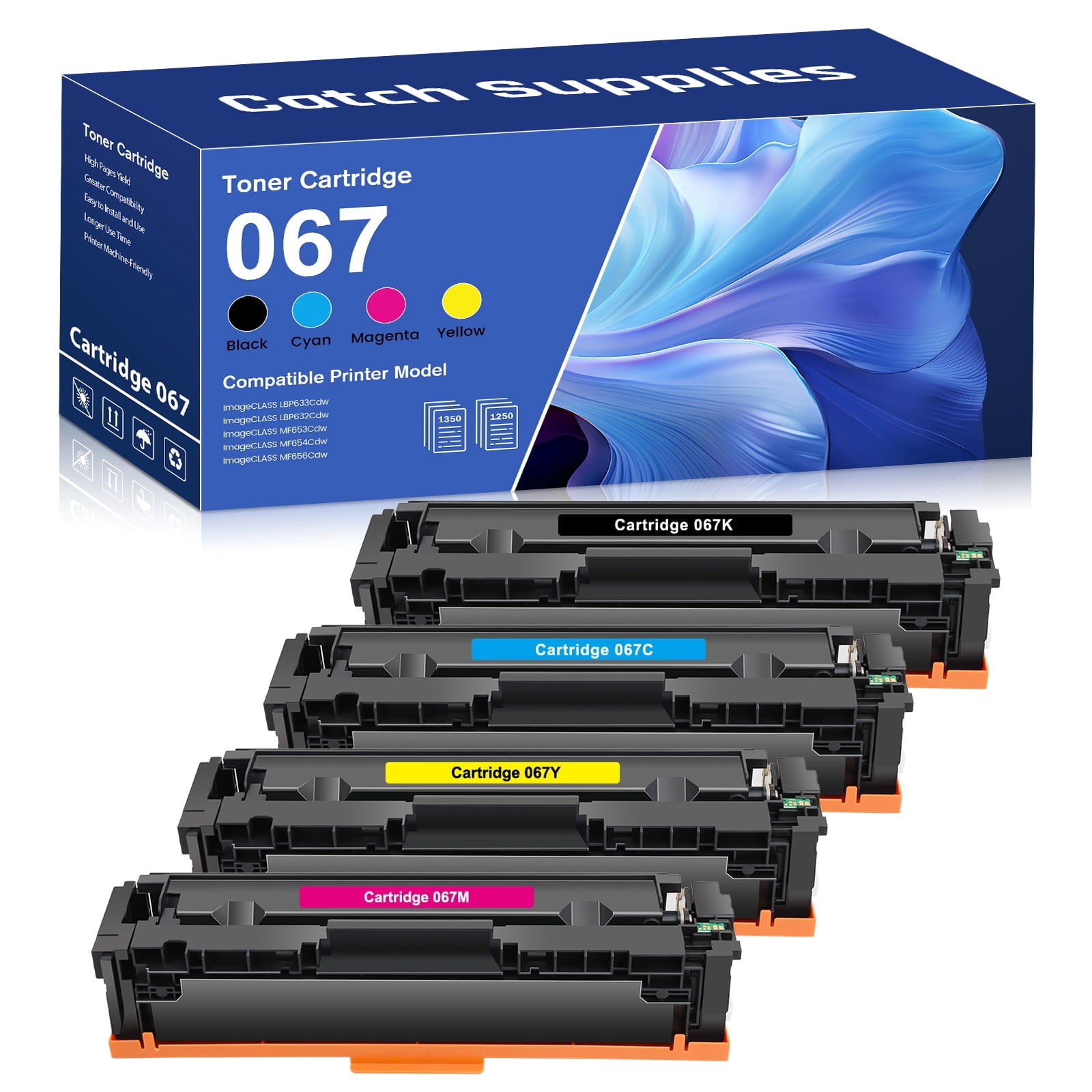 4-Pack 067 Toner Cartridge Compatible for Canon 067 067H CRG-067 ...