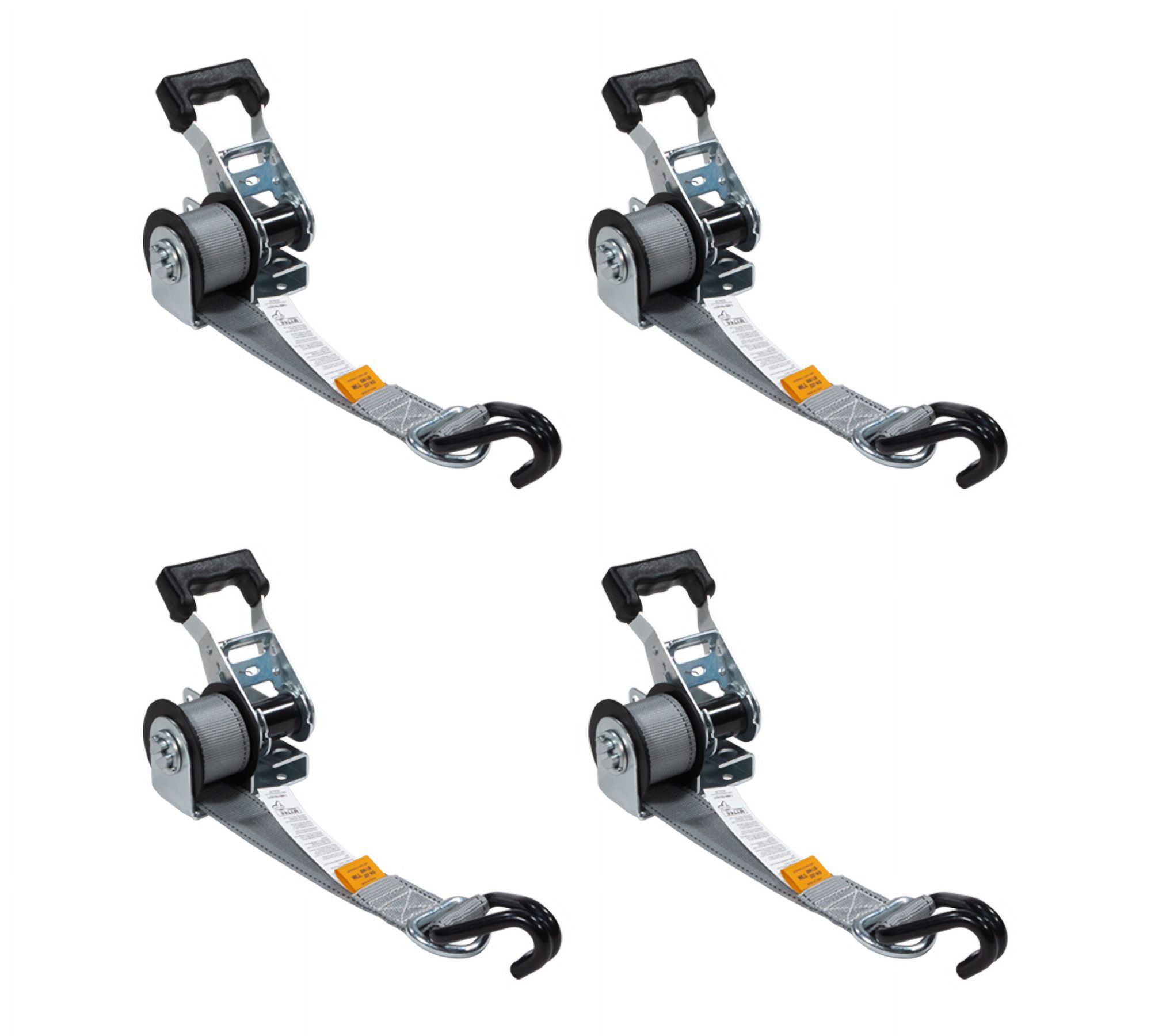 4 Pack 1-1/2" x 8’ Mountable Rack-Ratchet Straps with Wire Hook - 1,500 ...