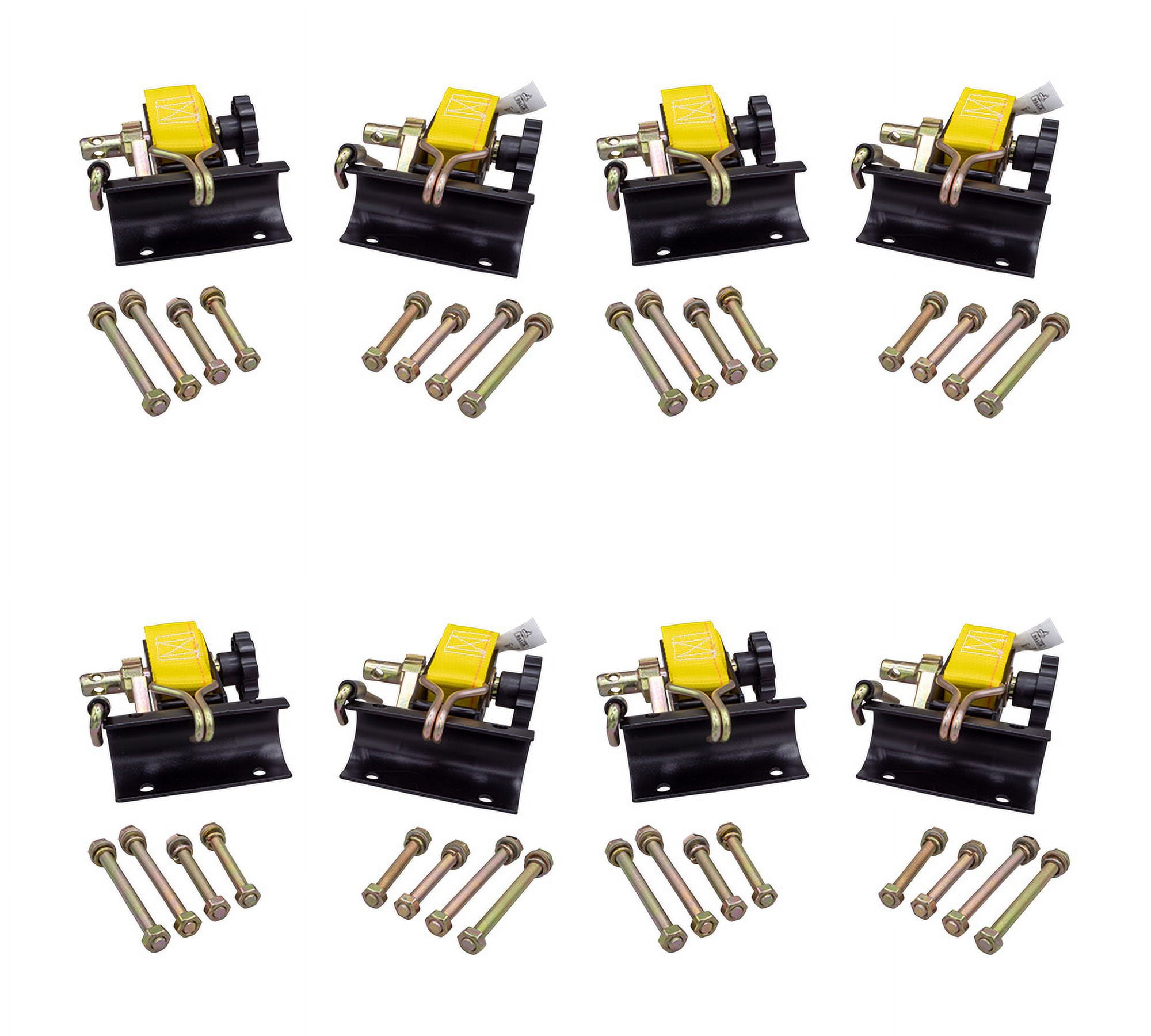 4 Pack 1-1/2"x7' Yellow Ladder Rack Ratchet Straps with J-Hook (Pair ...