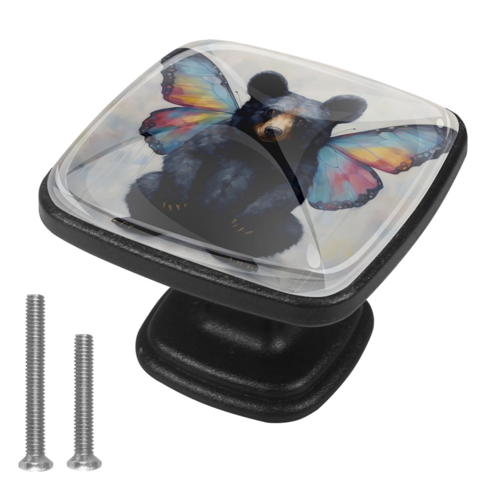 HemaKayy 4 Pack 1.18" Decorative Cabinet Knobs - Stylish ABS Glass Double Hole Handles for ...