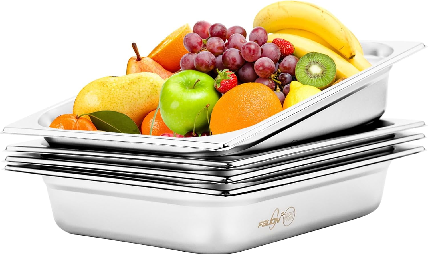 4 Pack 1/2 Size 2 1/2 Inch Deep Anti Jam Steam Table Pan, NSF ...