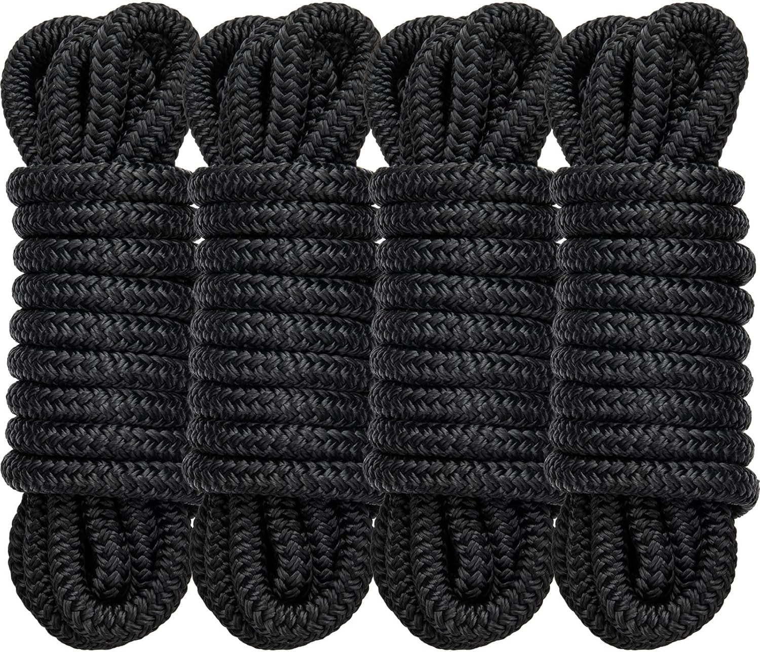 4 Pack 1/2" x 15’ Boat Dock Lines for Boat & Pontoon, Premium Marine ...