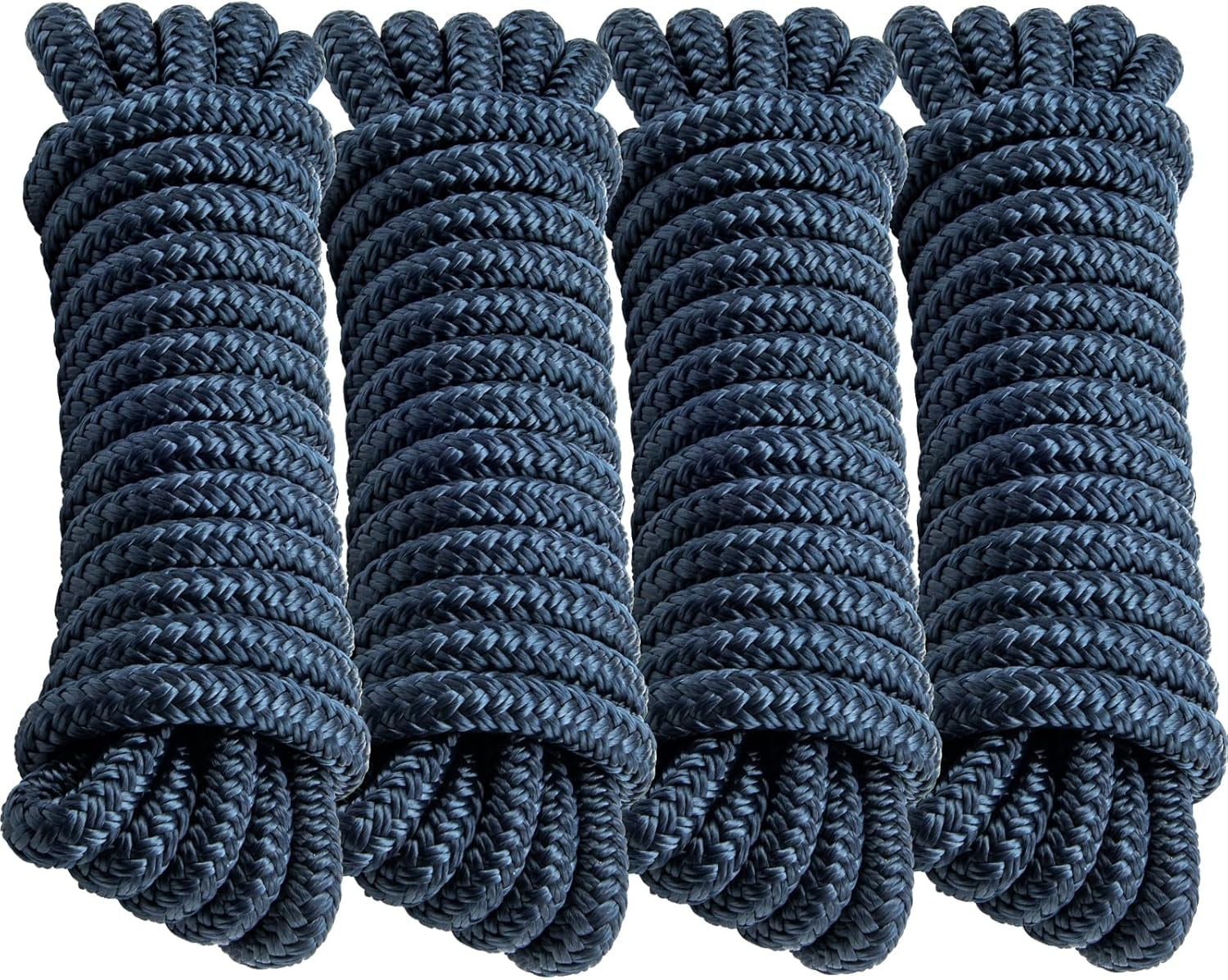 4 Pack 1/2" x 15’ Boat Dock Lines for Boat & Pontoon, Premium Marine ...