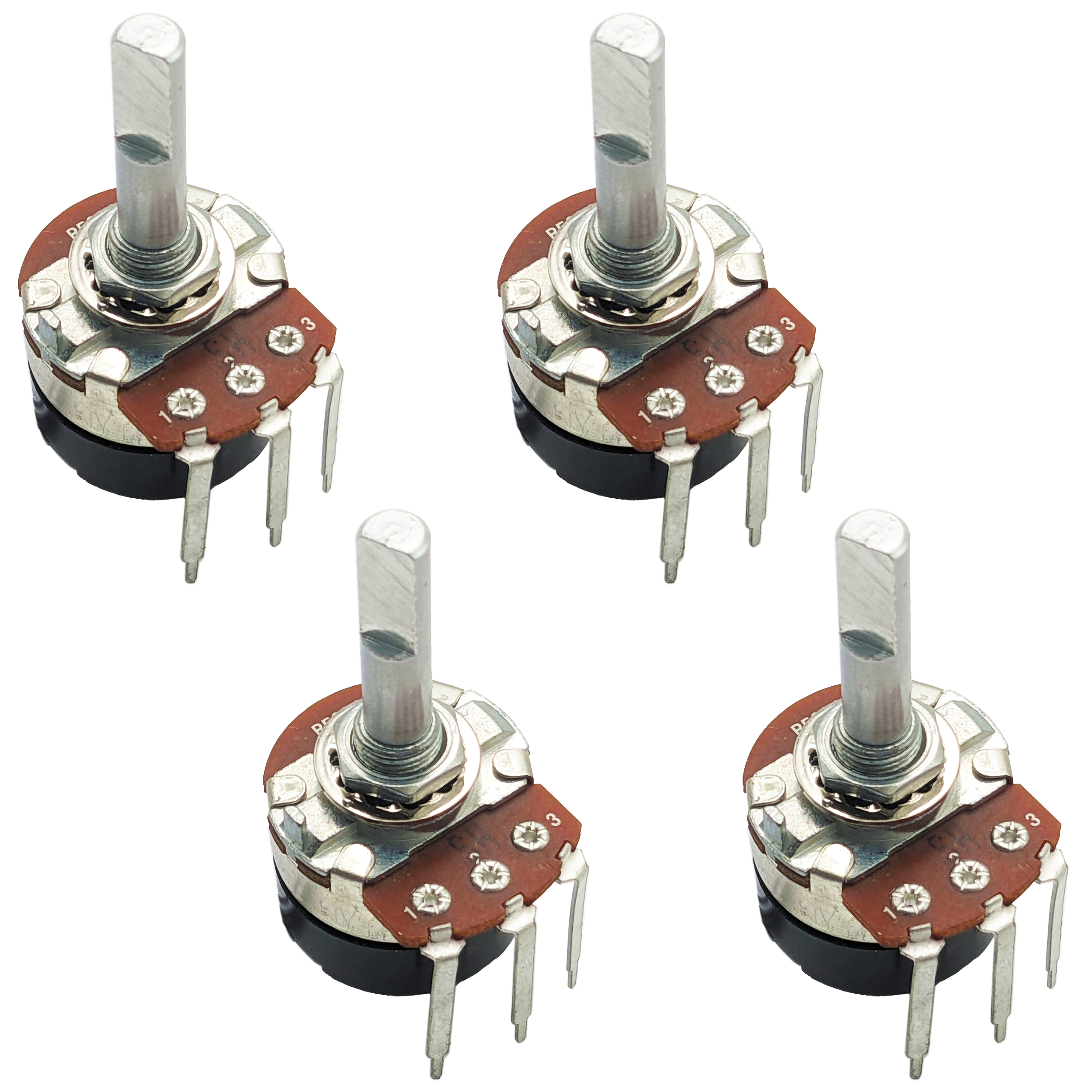 4 Pack 1/2W 500K Ohms Potentiometer, Single Turn, Round Shaft, Panel ...