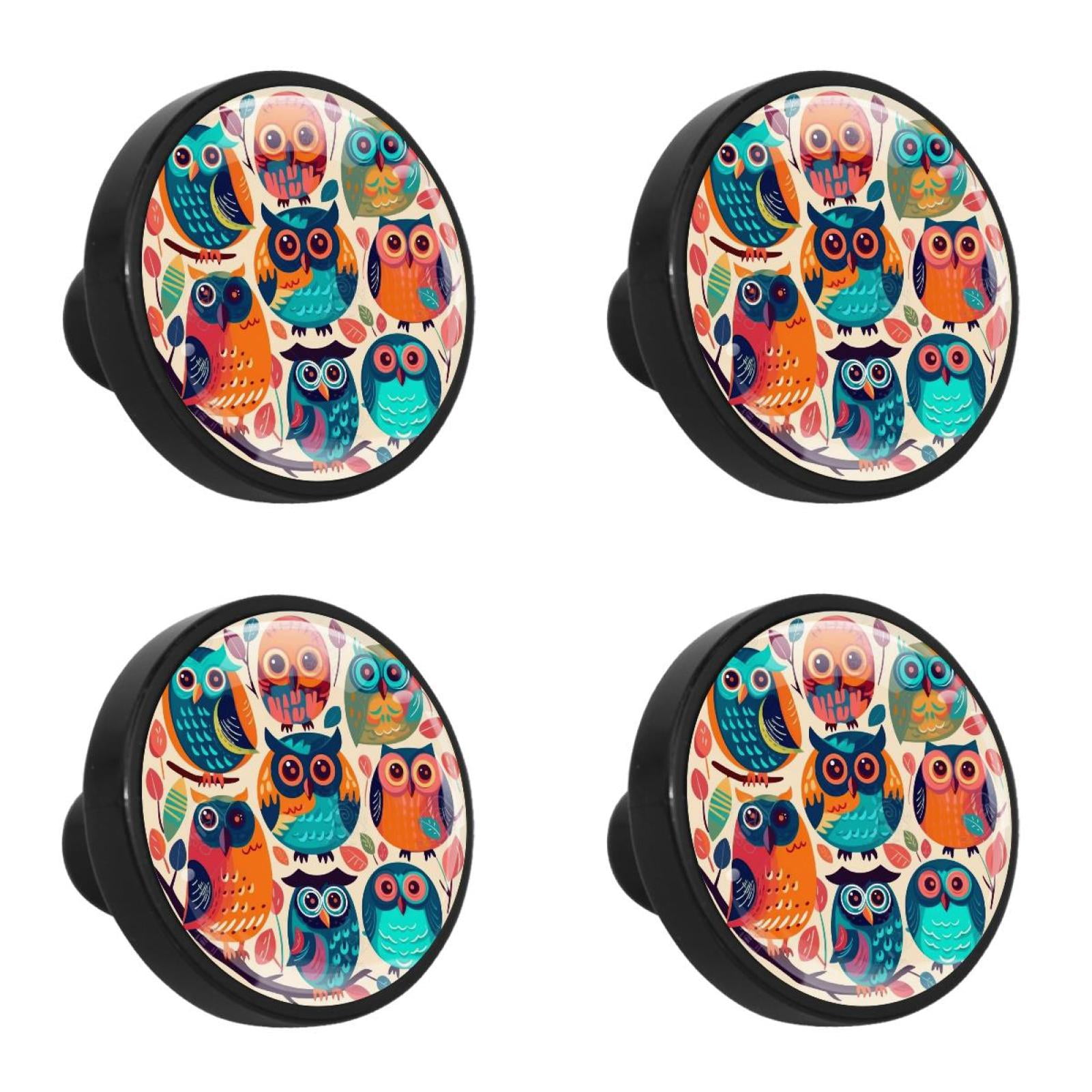 4 Pack 1.3" Diameter Round Drawer Pulls Printed Black Kitchen Cabinet ...