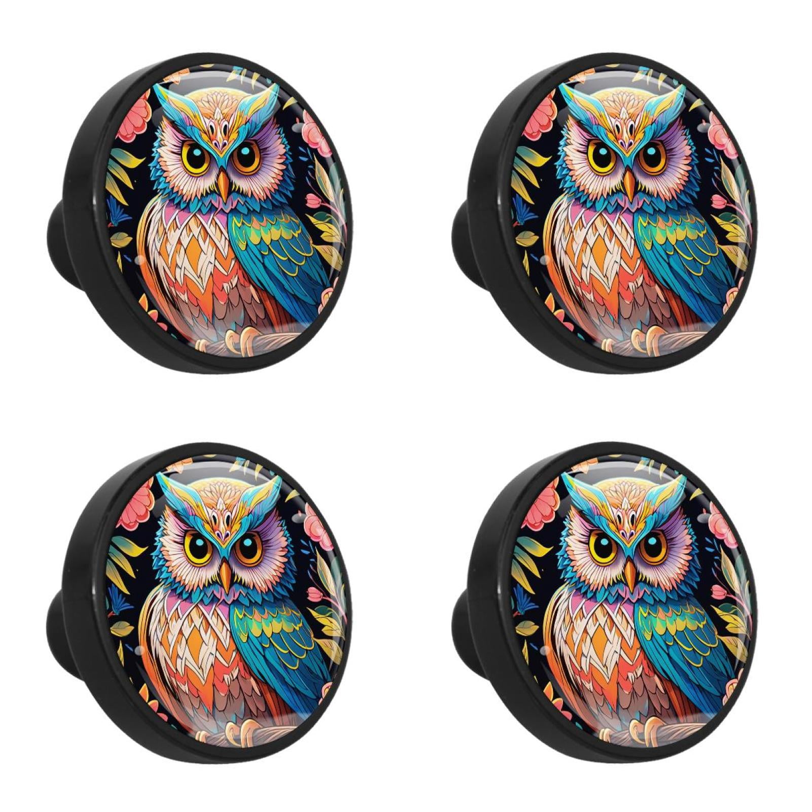 4 Pack 1.3" Diameter Round Drawer Pulls Printed Black Kitchen Cabinet ...