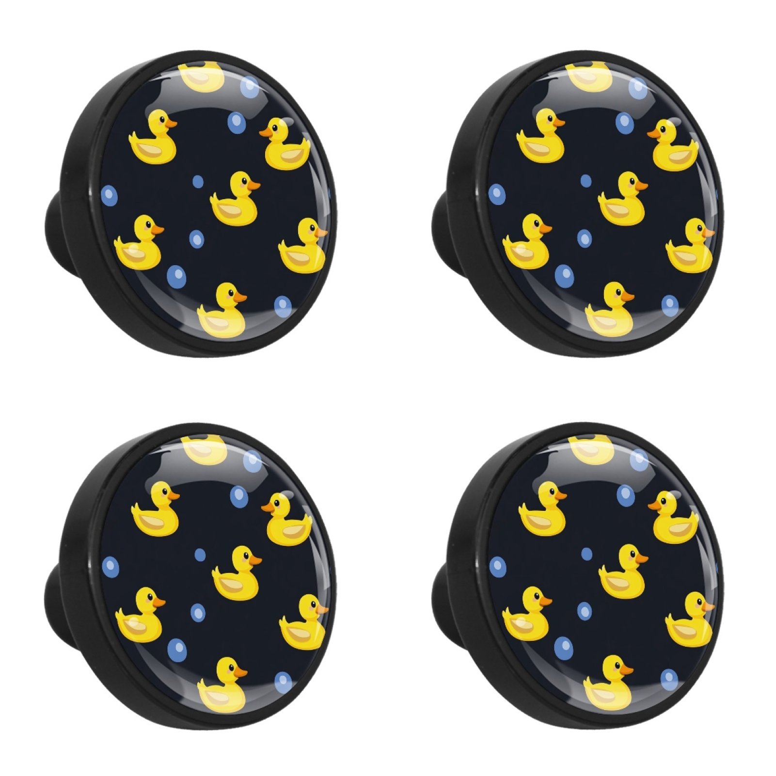 4 Pack 1.3" Diameter Round Drawer Pulls Printed Black Kitchen Cabinet ...