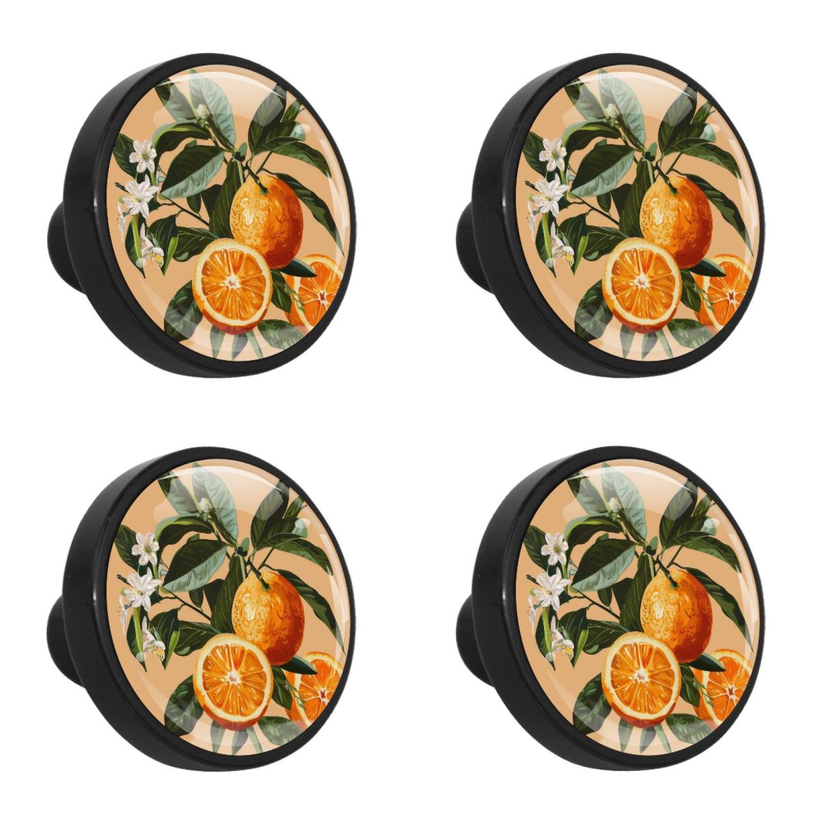 4 Pack 1.3" Diameter Round Drawer Pulls Printed Black Kitchen Cabinet ...