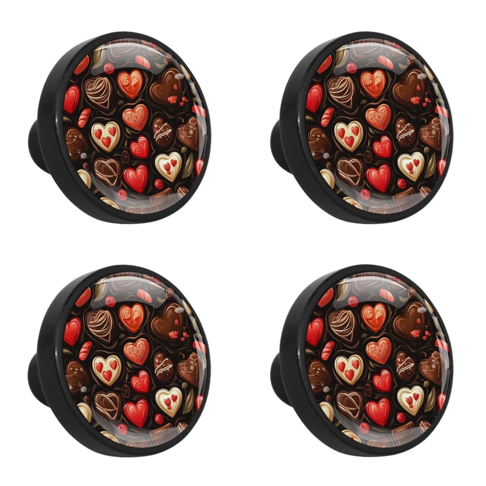4 Pack 1.3" Diameter Round Drawer Pulls Printed Black Kitchen Cabinet ...