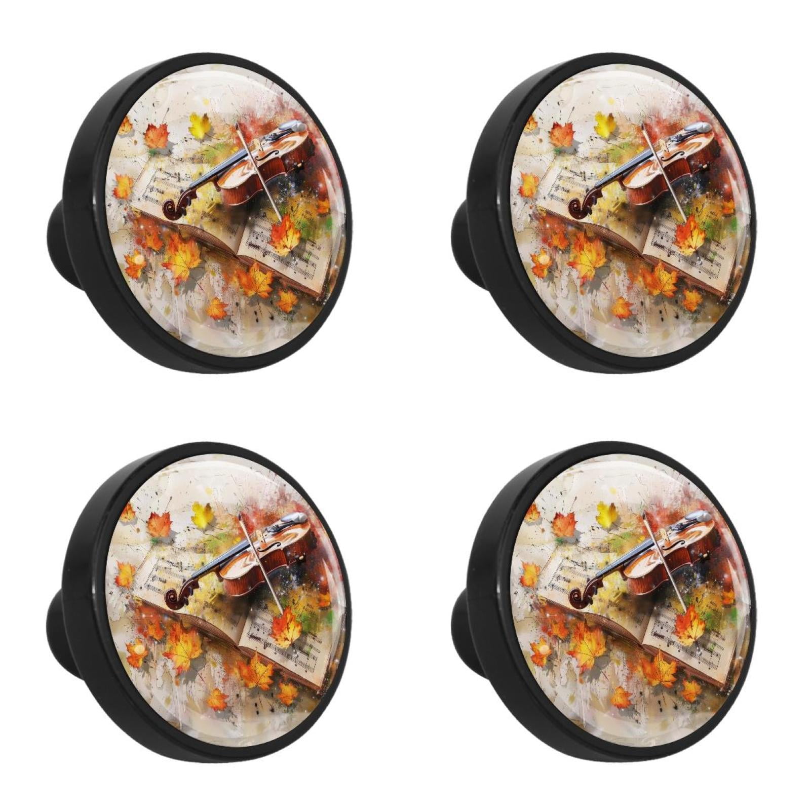 4 Pack 1.3" Diameter Round Drawer Pulls Printed Black Kitchen Cabinet ...