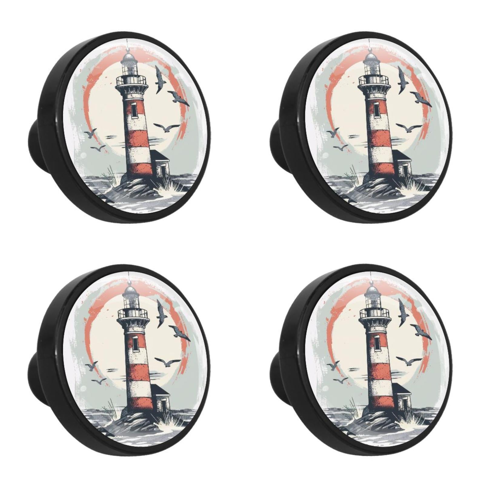 4 Pack 1.3" Diameter Round Drawer Pulls Printed Black Kitchen Cabinet ...