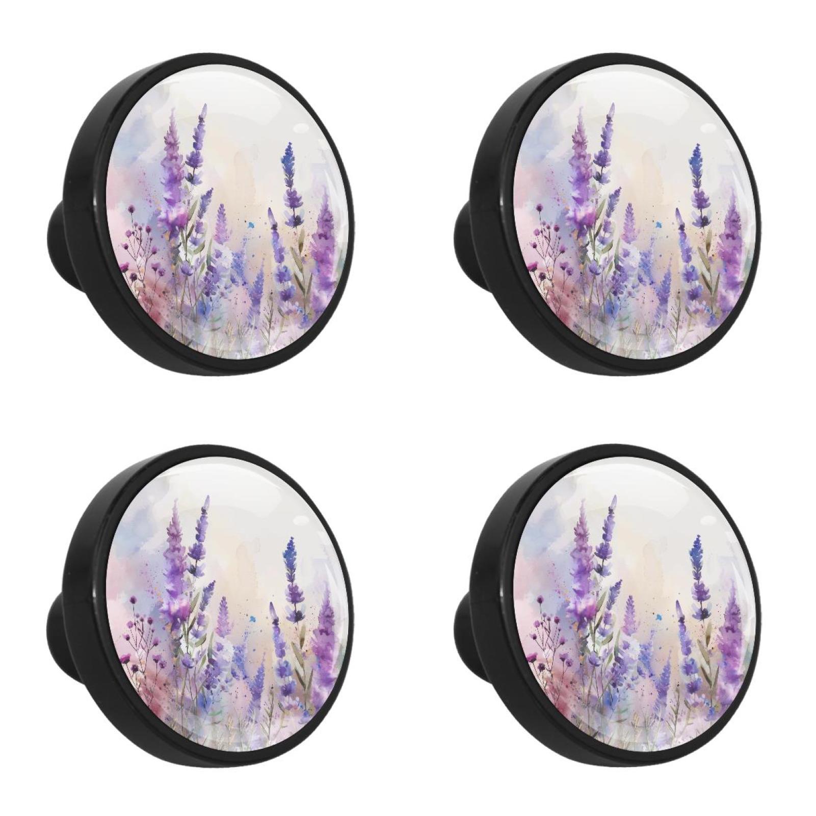 4 Pack 1.3" Diameter Round Drawer Pulls Printed Black Kitchen Cabinet ...