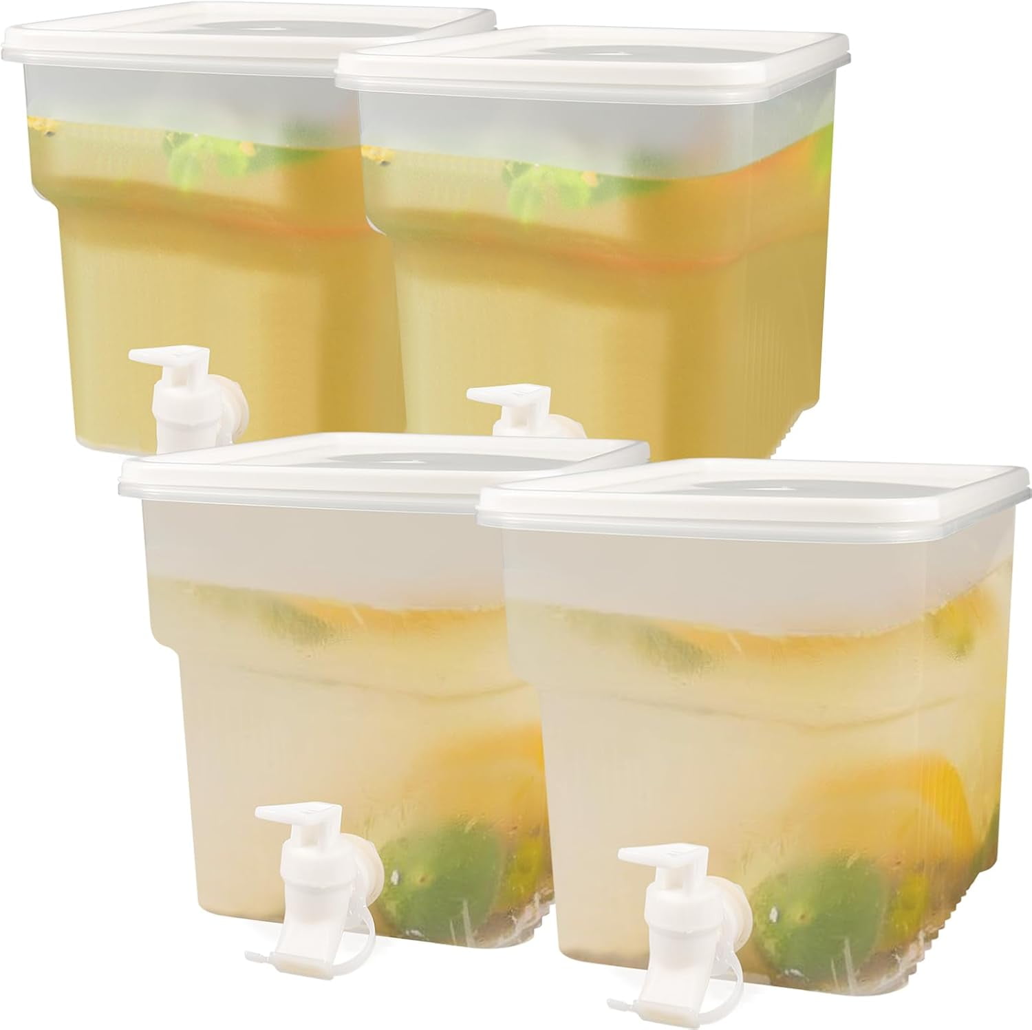 4 Pack 1.3 Gallon Drink Dispenser with Spigot for Fridge, Leakproof ...