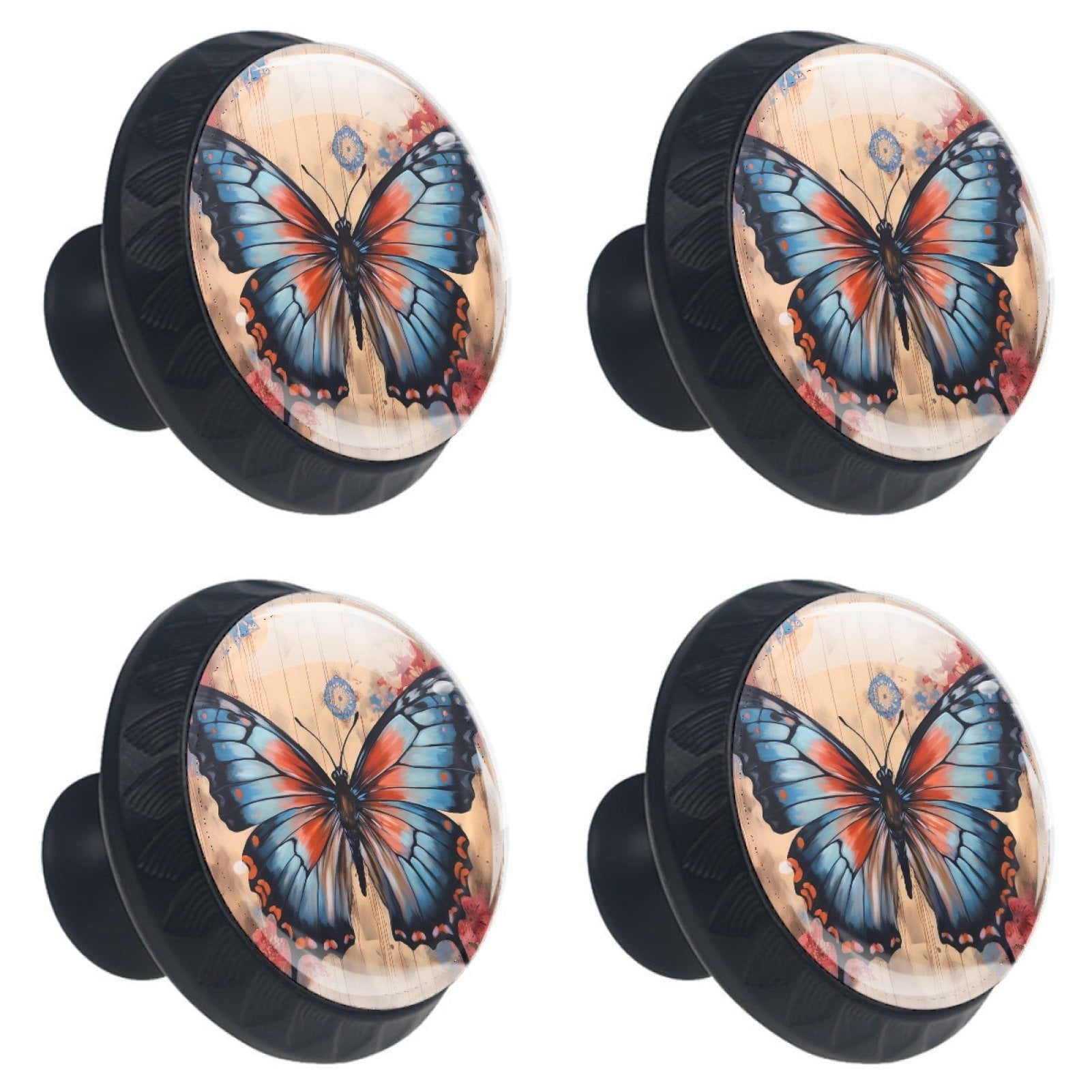 HemaKayy 4 Pack 1.37" Decorative Cabinet Knobs - Durable ABS Glass Handles for Home, Kitchen and ...