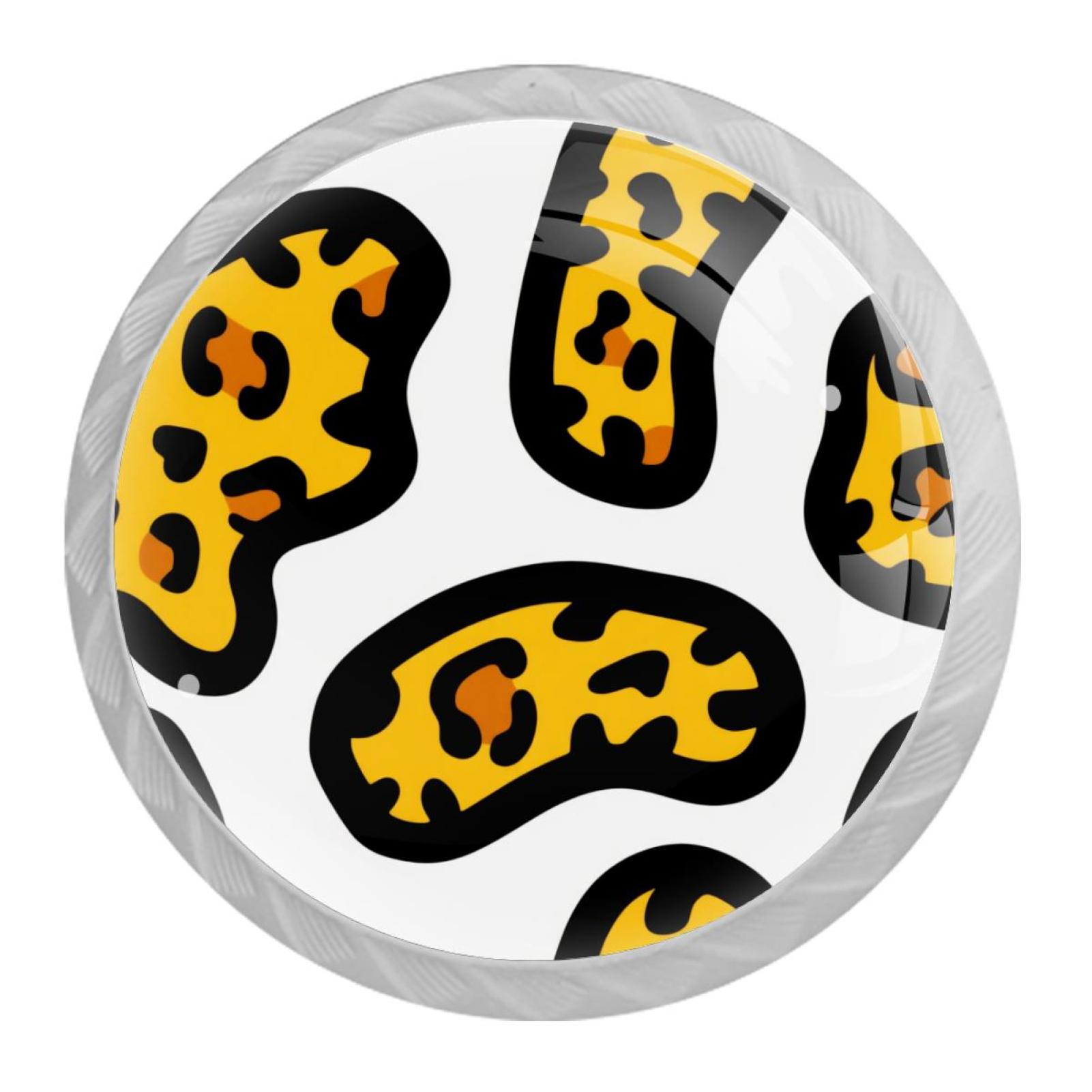 4 Pack 1.37" Decorative Cartoon Cheetah Kitchen Cabinet Knobs with ...