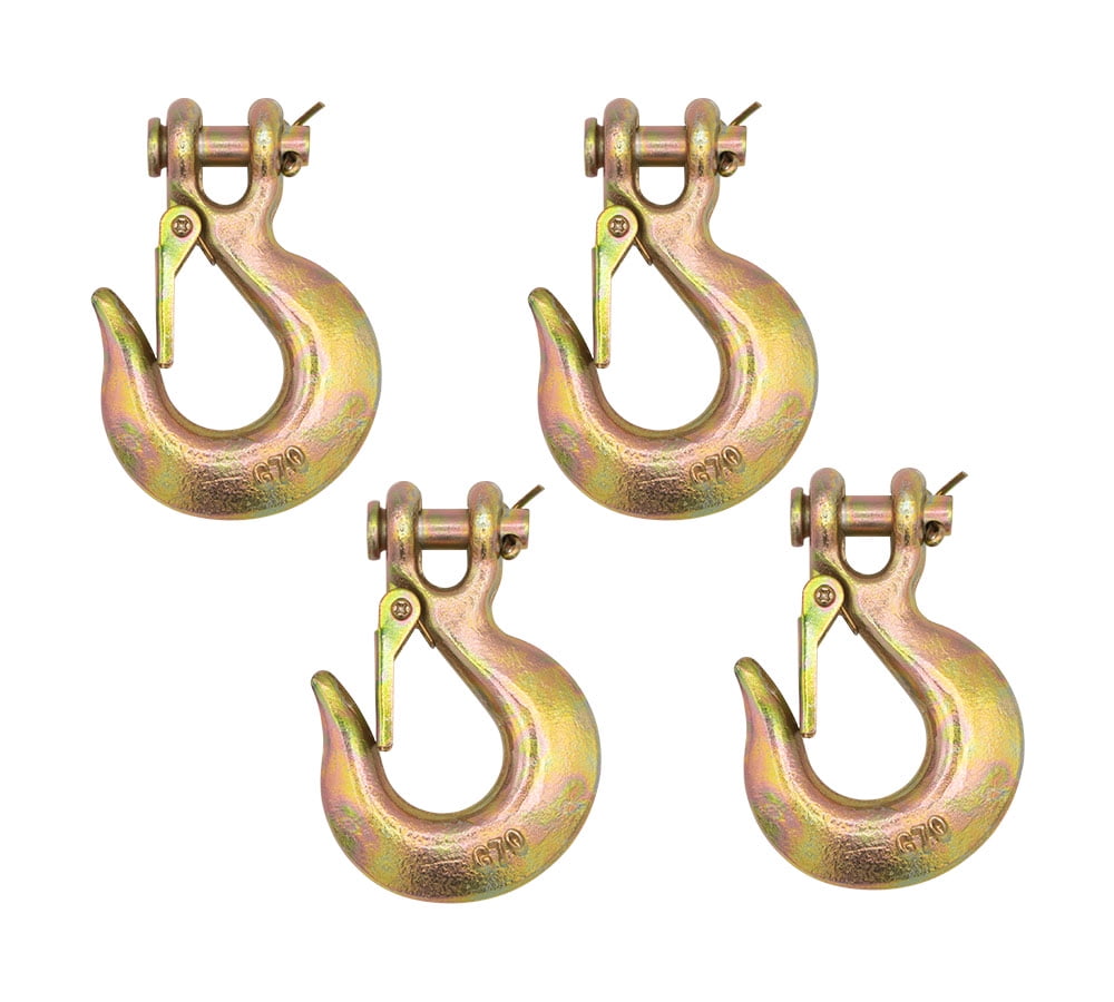 4 Pack 1/4" G70 Clevis Slip Hook with Latch - 2,860 LBS WLL Heavy Duty ...