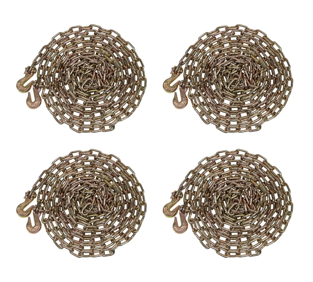 (4 Pack) 1/4" x 20' Transport Binder Chain Grade 70 with Grab Hook ...