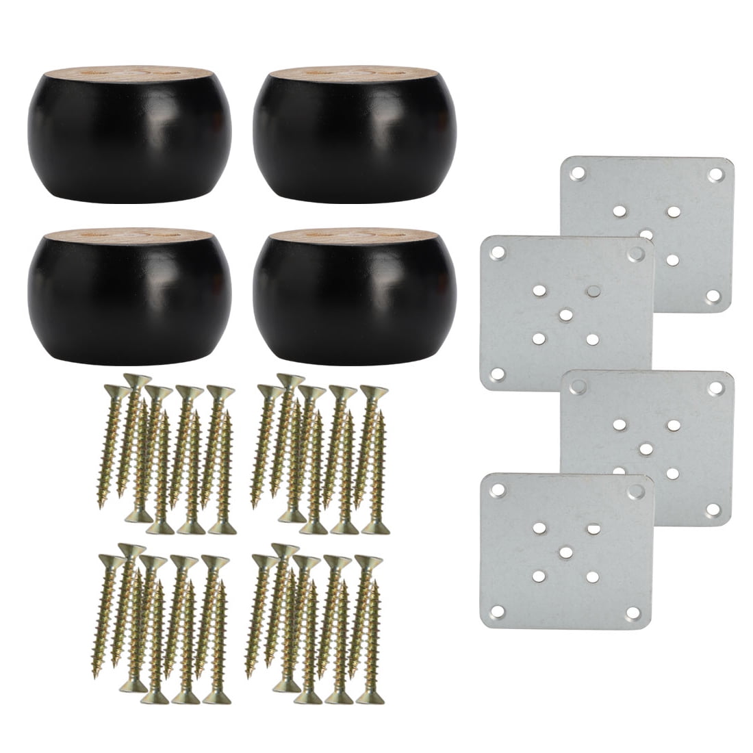 4-Pack 1.5" Round Solid Replacement Adjuster Wood Furniture Leg ...