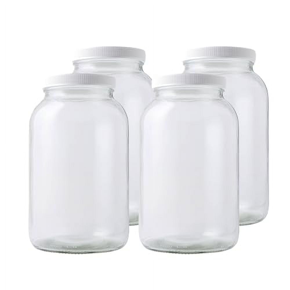 4-Pack 1 Gallon Large Mouth Mason Jars with White Airtight Lids ...