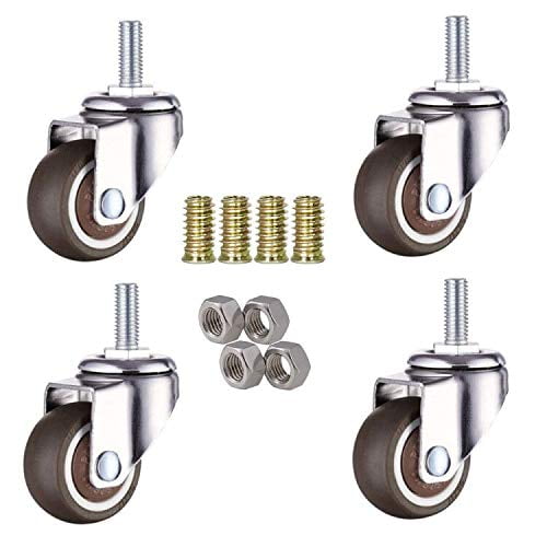 4-Pack 1 Inch Small Tiny Shopping Cart Wheel Swivel Caster Wheels Soft ...