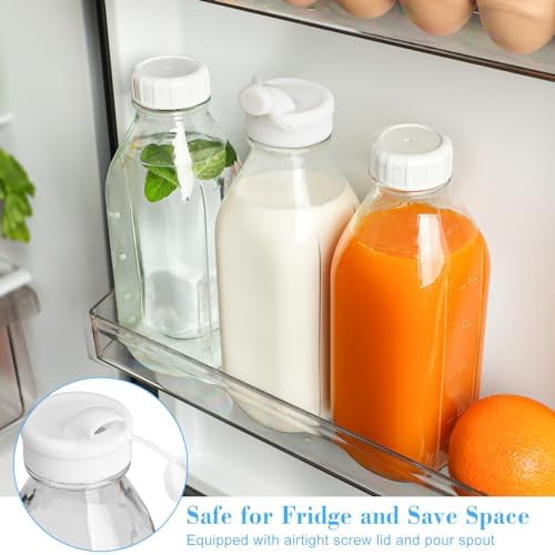 4 Pack 1 Liter Glass Milk Bottles w Scale, 100% Airtight Heavy Duty ...