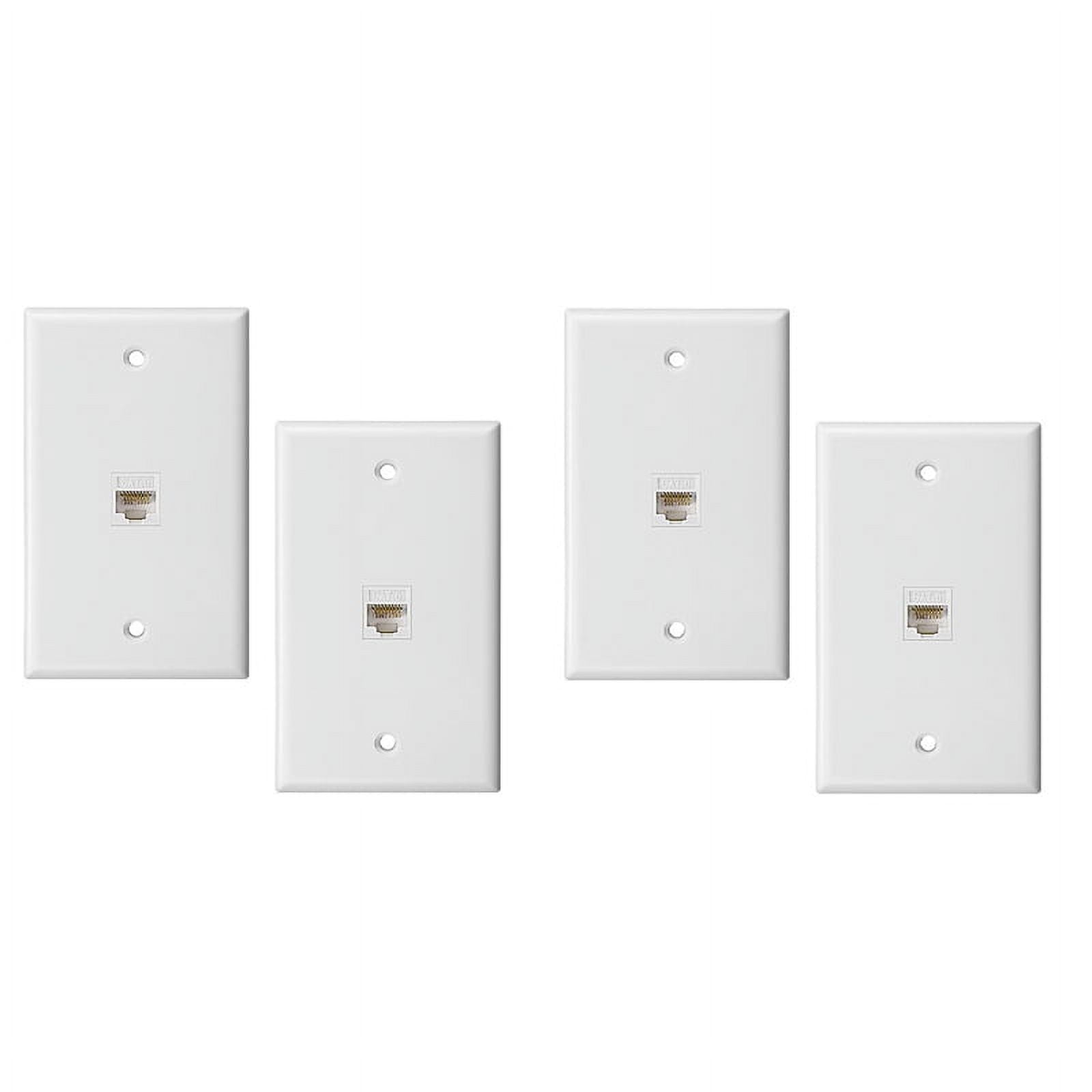 4-Pack 1-Port Ethernet Wall Plate, Jack Wall Plate with RJ45 Female to ...