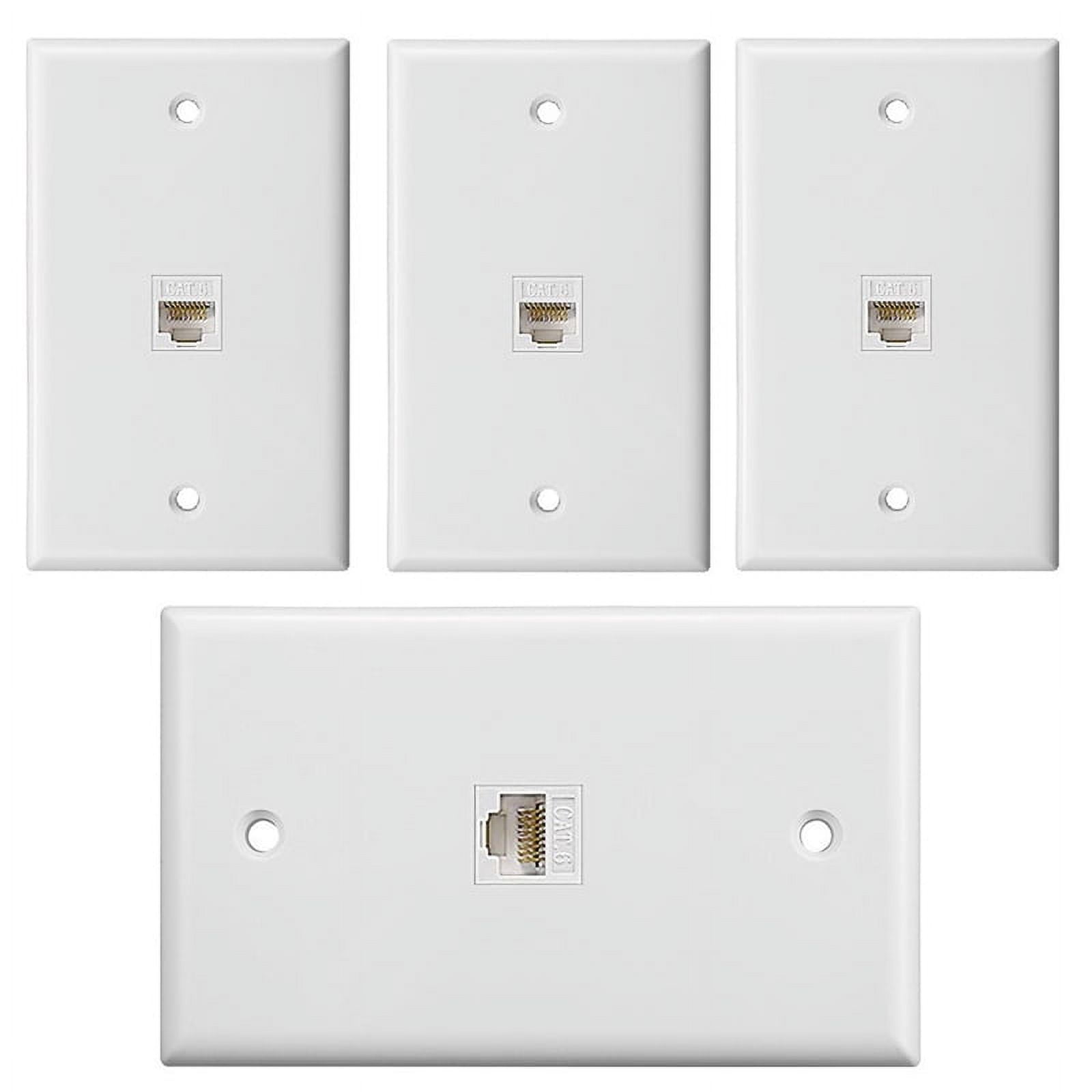 4-Pack 1-Port Ethernet Wall Plate, Jack Wall Plate with RJ45 Female to ...