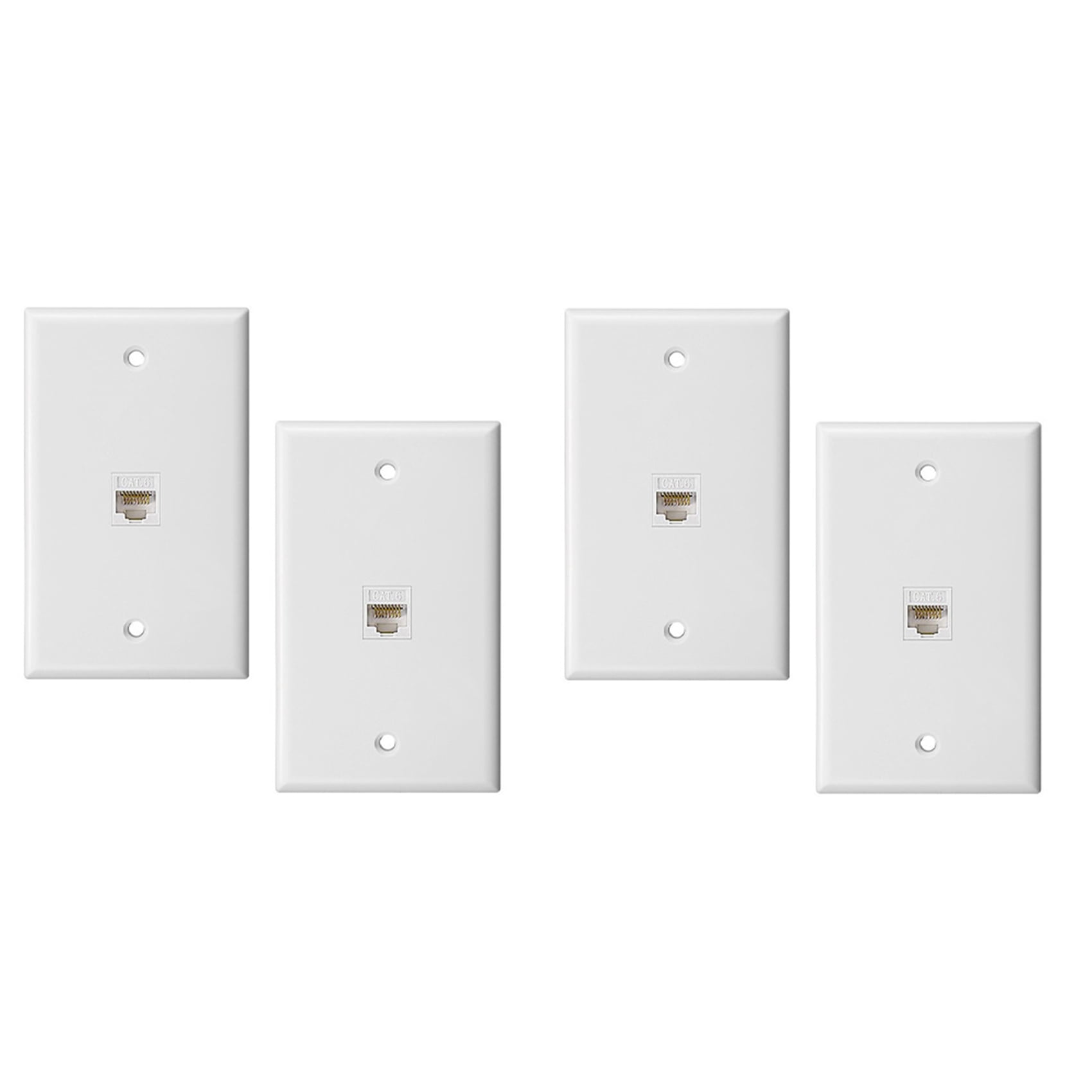 4-Pack 1-Port Ethernet Wall Plate, Plate with RJ45 Female to Female ...