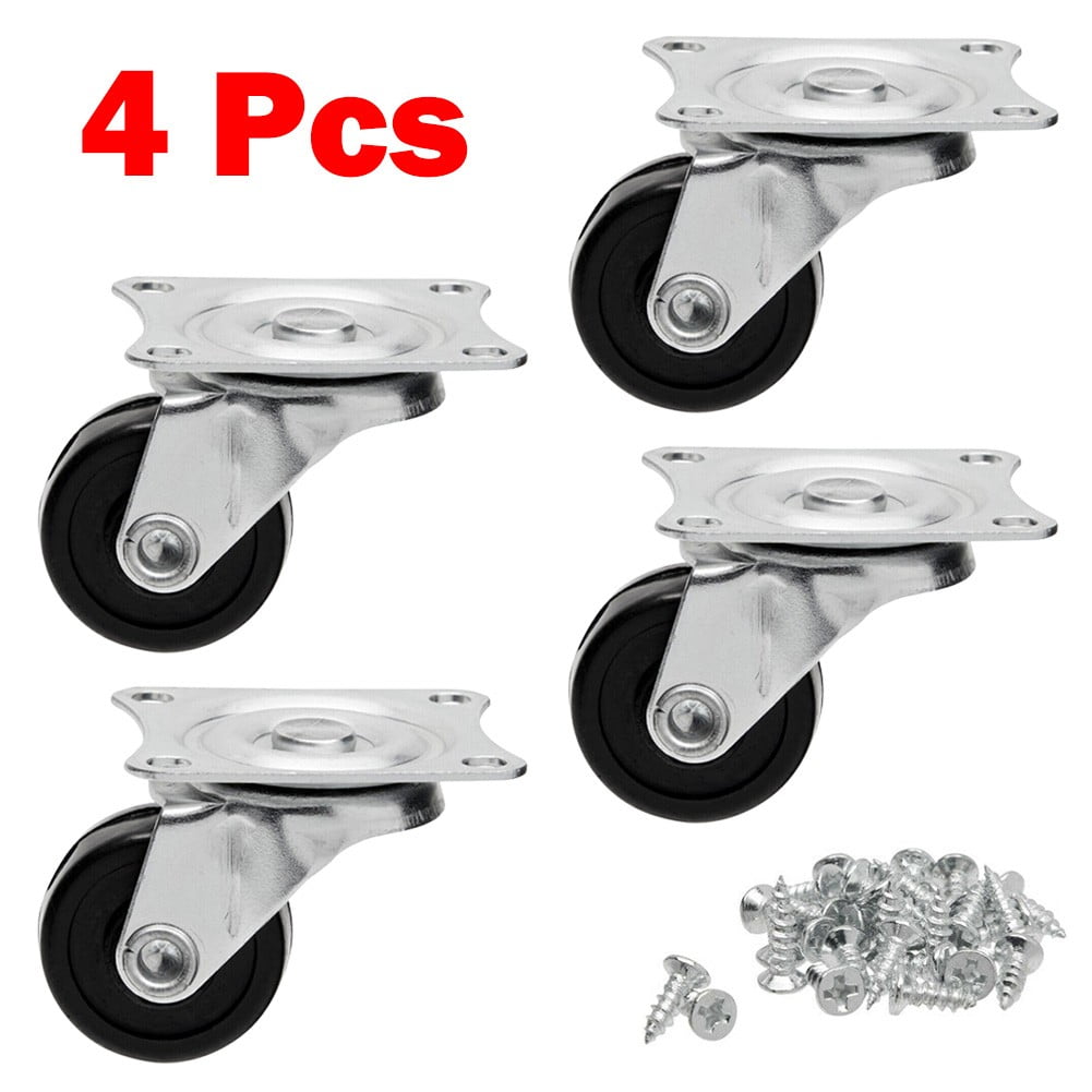 4 Pack 1" Small Caster Wheels for Furniture Low Profile Soft Rubber ...